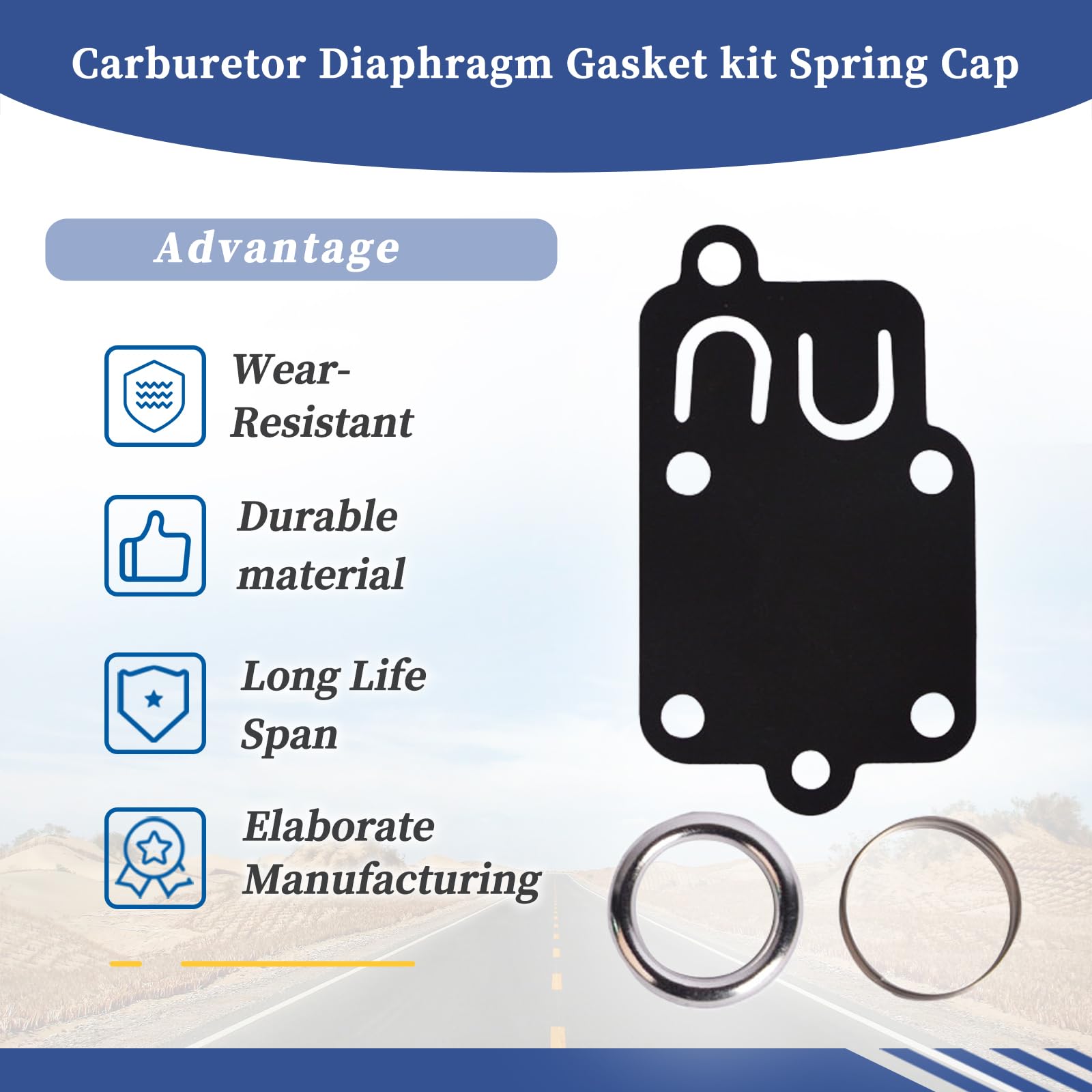 Getfarway Carburetor Diaphragm Gasket kit Fit for Spring Cap 2Hp Thru 5Hp Horizontal Engines, 270026 272538 272538S 272637 4157 (3 PCS)