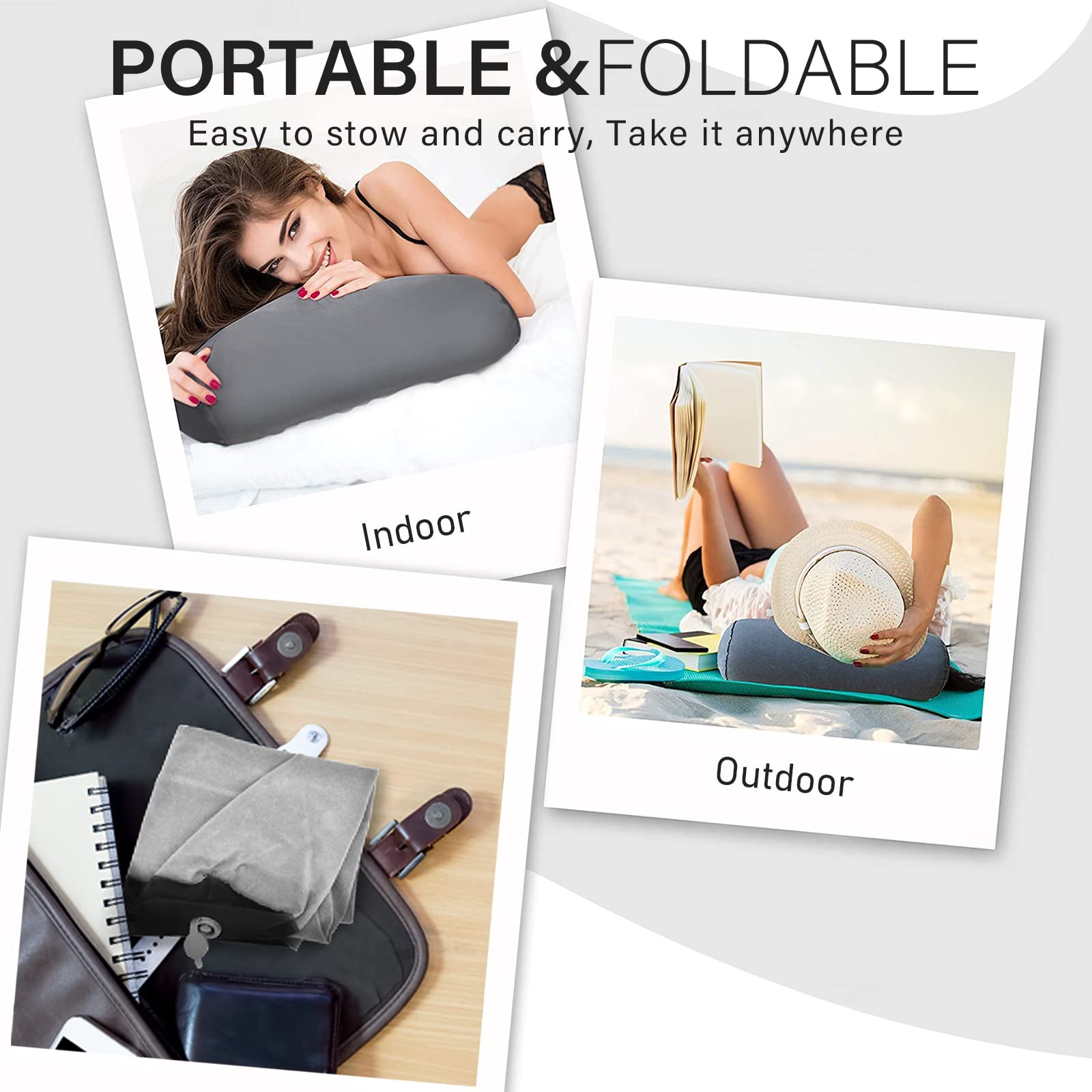 Prosixtoy Portable Wedge Pillow Inflatable Cushion - Body Positioners Lightweight Wedge Pillow for Sleeping, Leg Elevation, Use in Bed, Travel, Camping, Fast Inflating Deflation(Gray) (SE903-var)