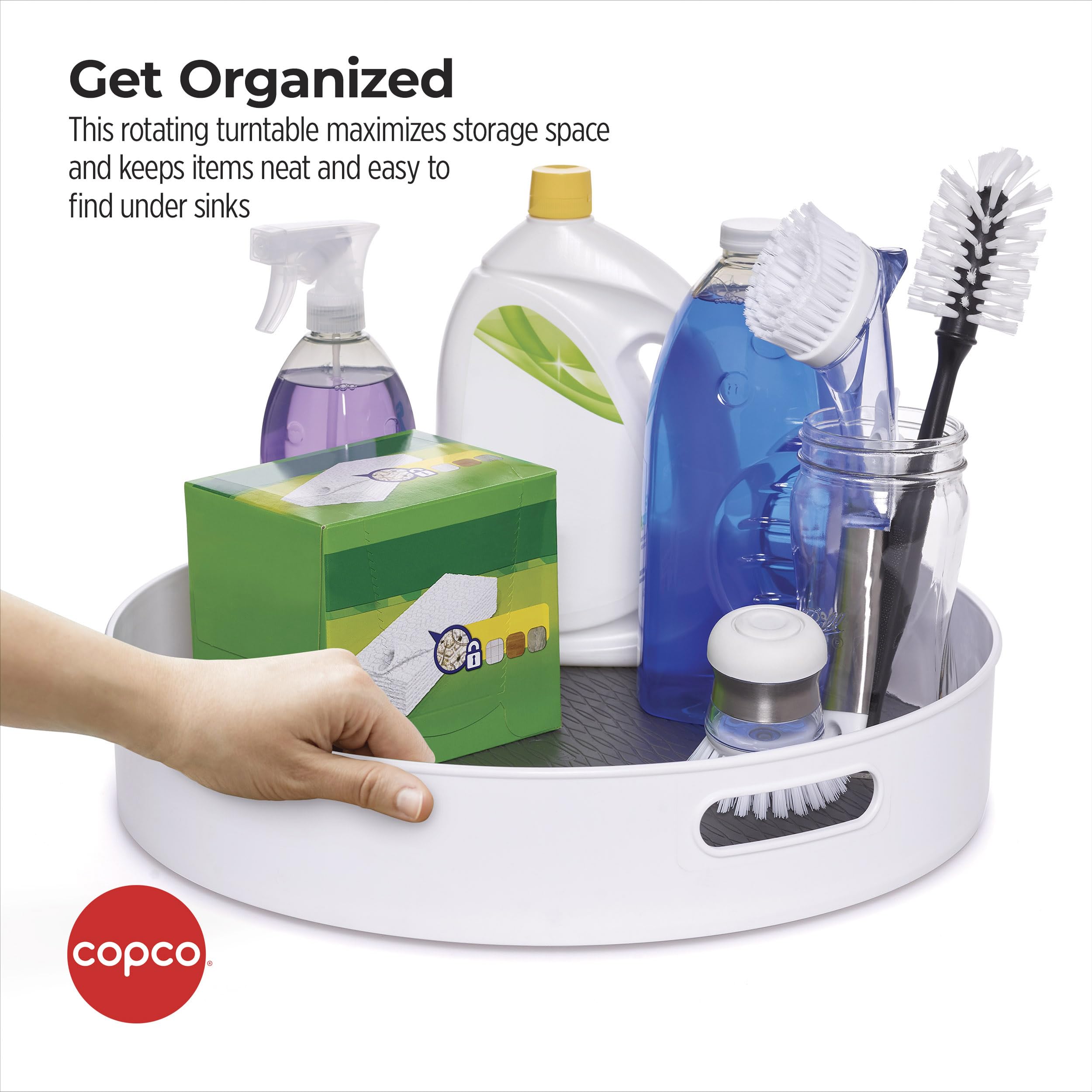 Copco Non-Skid Under-Sink Pantry Cabinet Kitchen Organizer, 18-Inch, White/Gray 2