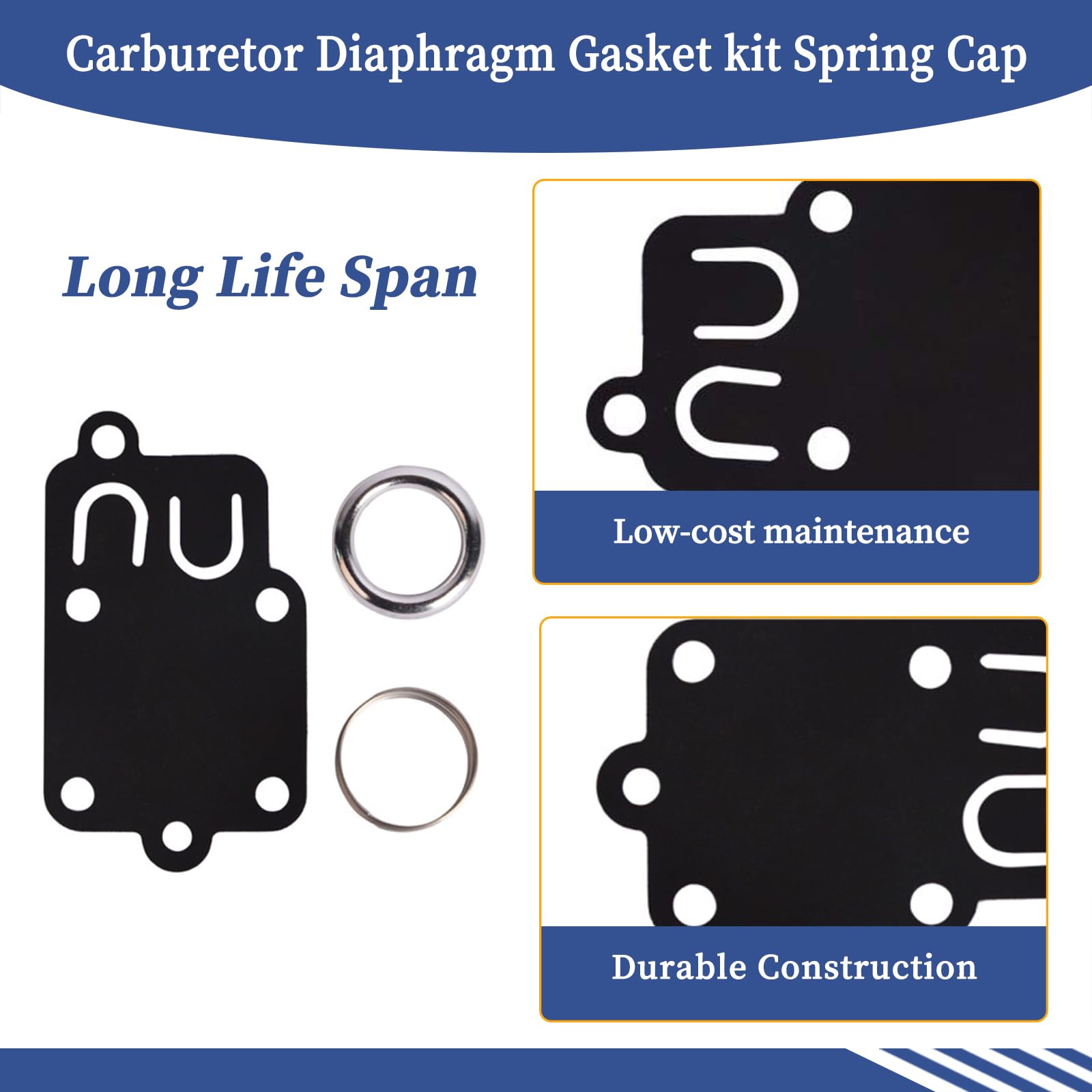 Getfarway Carburetor Diaphragm Gasket kit Fit for Spring Cap 2Hp Thru 5Hp Horizontal Engines, 270026 272538 272538S 272637 4157 (3 PCS)