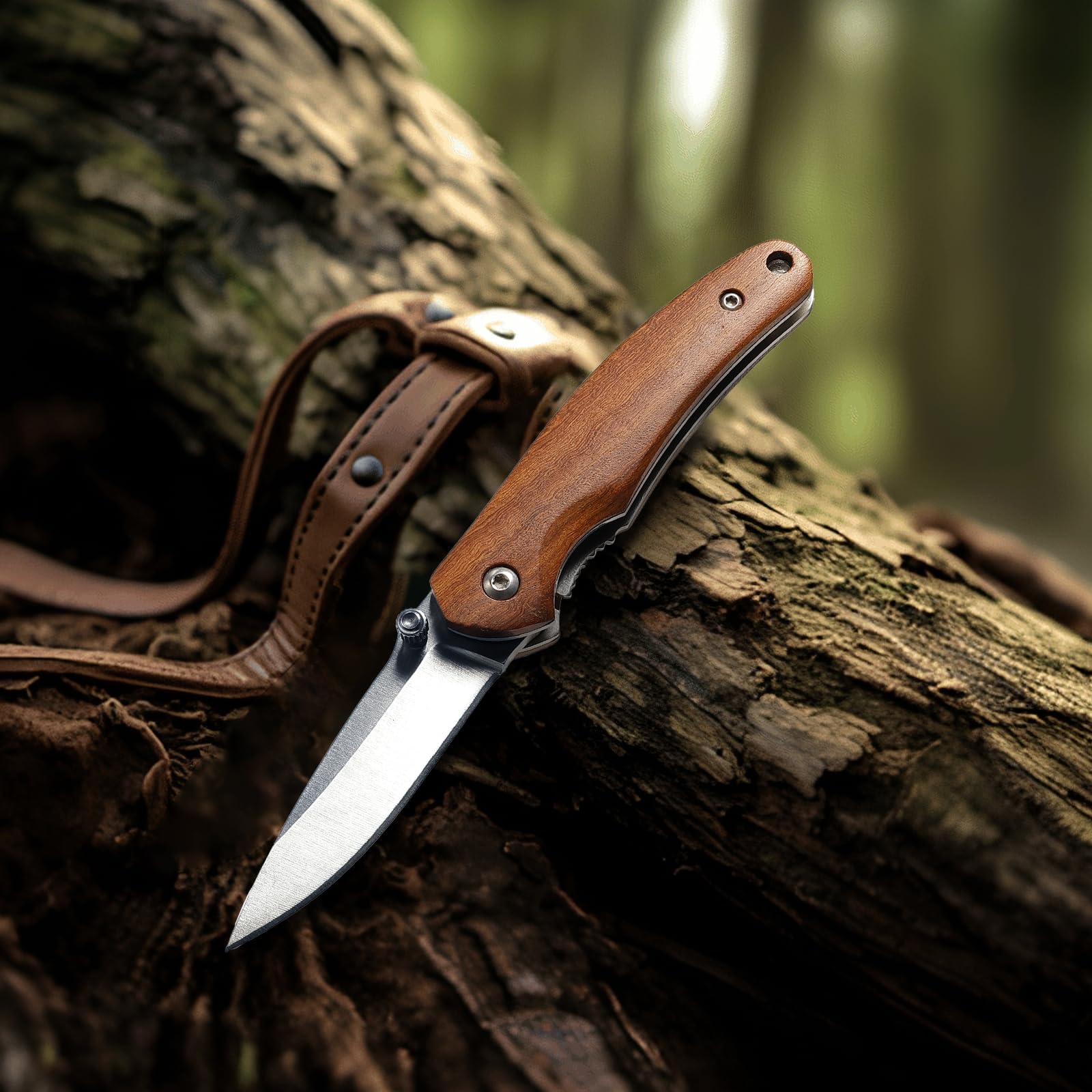 BARRYSAIL Small Pocket Knife, Folding Knife with 2.4 Inch Blade, Liner Lock, Wood Handle for EDC, Outdoor Camping, Survival (Polished)