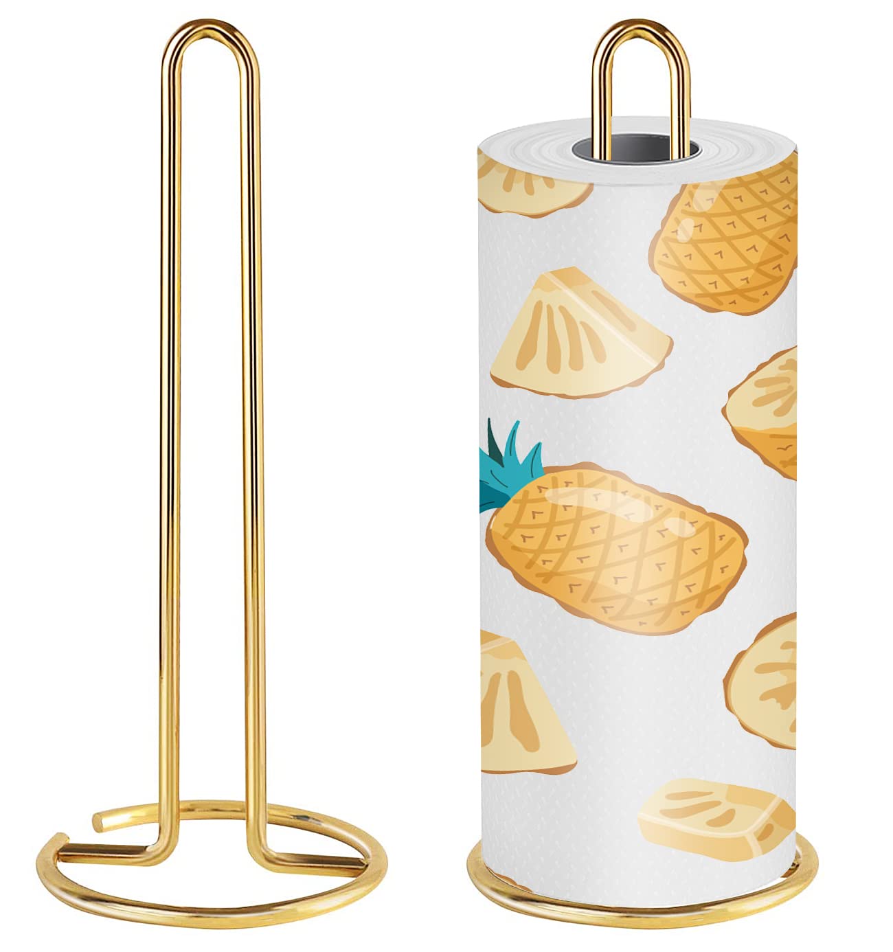 Supkiir Gold Paper Towel Holder, Standing Paper Towel Rack for Kitchen Counter, Bathroom Sink