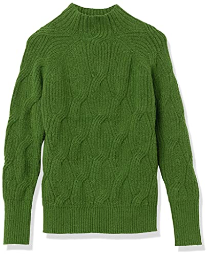 Amazon Essentials Women's Winter Sweater, Soft Touch Funnel Neck Cable Knit, Green, Medium