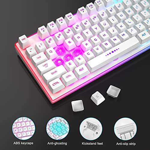 MageGee Gaming Keyboard and Mouse Combo, True RGB Backlit Membrane Office Keyboard, 104 Keys Aluminum Panel USB Quiet Wired Keyboard for Windows Laptop PC - White/Silver