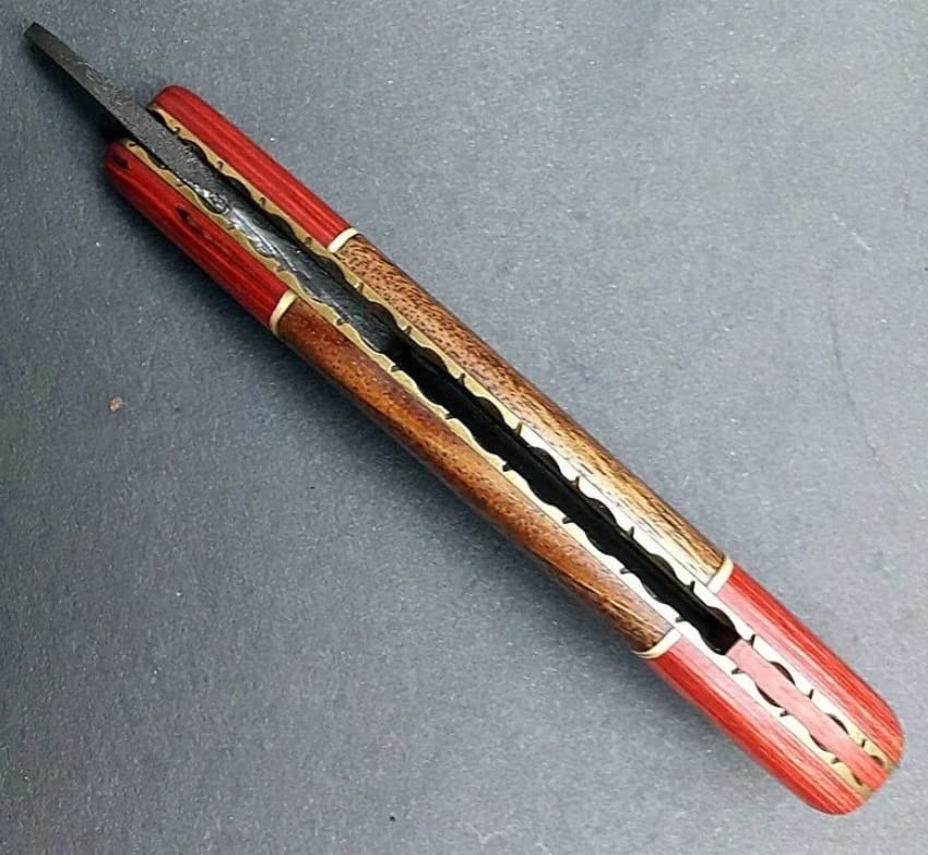Ready to Shave Razor Custom Hand Made Damascus steel knife Razor Walnut Wood Handle Pocket Straight Razor