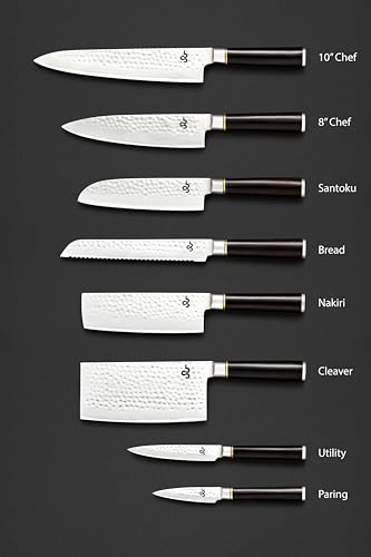 CBC Home- Premium Chef/Gyutou Knife - 67 Layer Hammered Damascus Steel, Super Sharp, Full Tang, Ebony Wood Handle - Ideal for All Kitchen Tasks- Professional Grade (9.5 Inch)