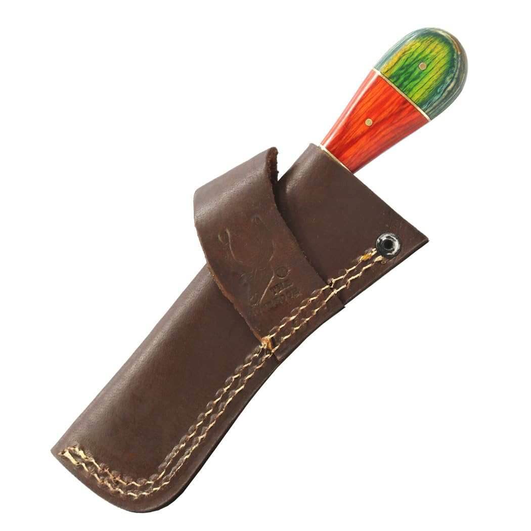 THE BONE EDGE 7.5" Green & Red Wood Handle Hunting Knife Hand Made Knives