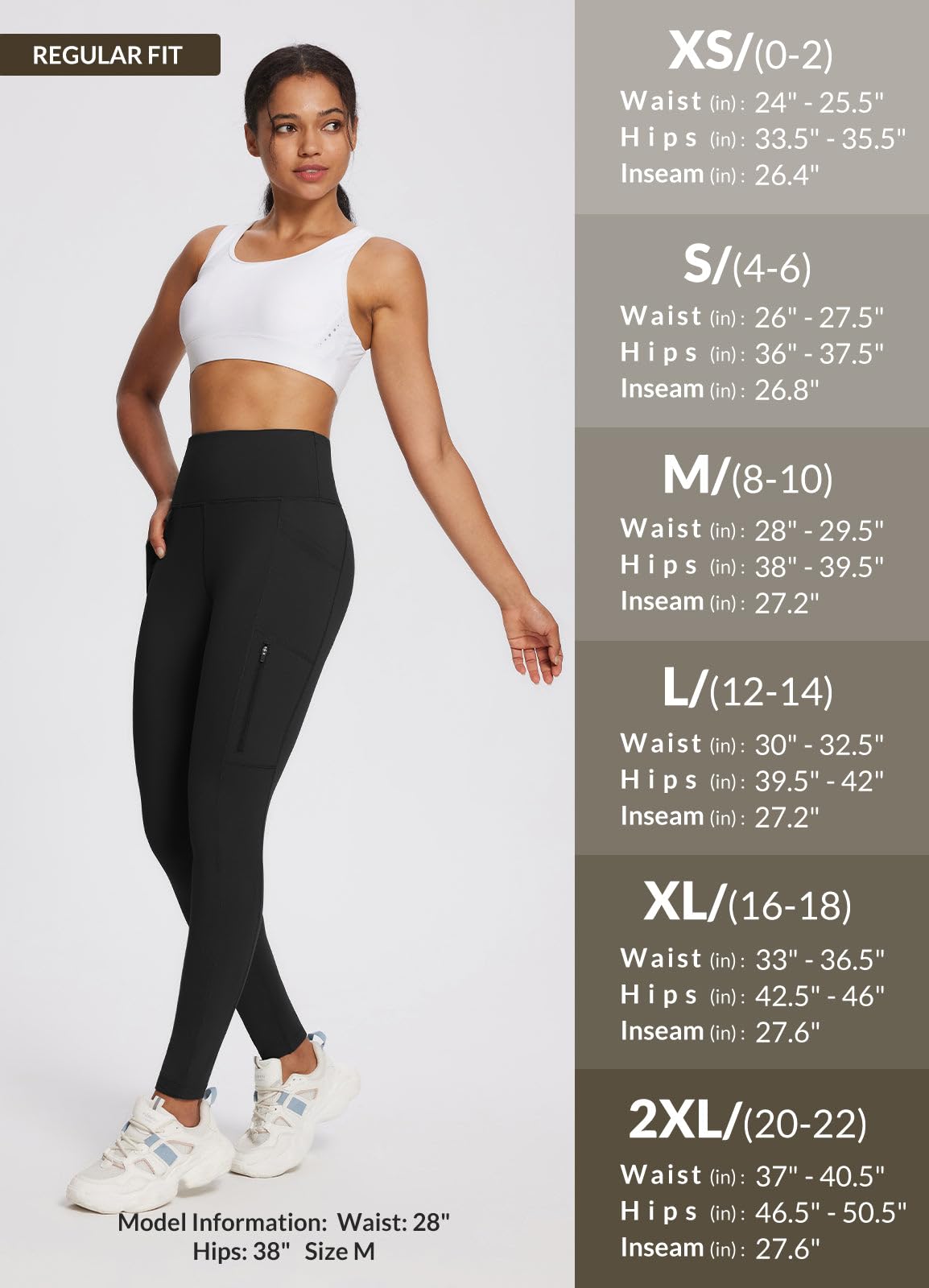 BALEAF Women's Fleece Lined Leggings Waterproof Winter Hiking Pants Thermal Running Tights Zipper Pockets High Waisted Cold Weather Black Medium
