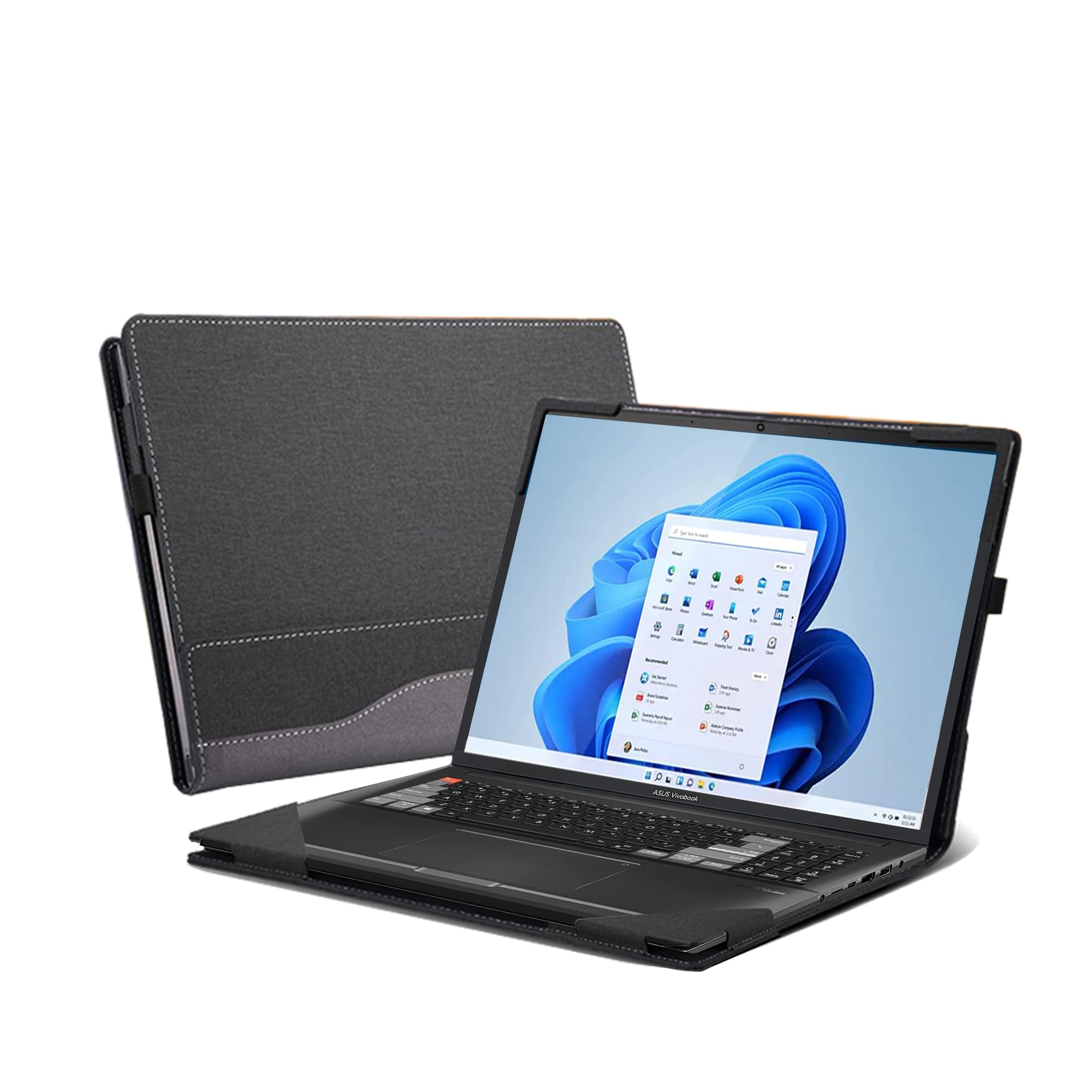 VEVOOD Laptop Cover for MSI Creator Z16 case| ThinkPad T16 Laptop | Vivobook Pro 16X Laptop 16” OLED M7600 M7601 N7600 N7601Z | PU Leather Inside Pocket Case (Gray)