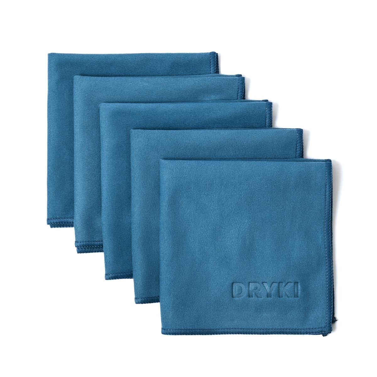 DRYKI Sweat Absorbing Handkerchiefs - The Original Quick-Dry Microfiber Sweat Rags & Towels for Face, Hands, & Body - Perfect for Gym, Sports, and Work (Coastal Blue, 5 Pack)