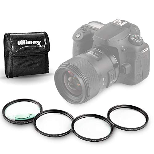 58MM Ultimaxx Professional Four Piece HD Macro Close-up Filter Kit (1, 2, 4, 10 Diopter Filters) for Canon EOS 90D, 80D, 77D, 70D, Rebel T7, T7i, T6i, T6, T6s, T5i, T5, T4i, T3i, T100, SL3, SL2, SL1