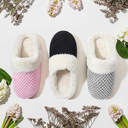 ULTRAIDEAS Women's Lamb-hug Comfy Fleece House Slippers Memory Foam, Slip-on House Shoes Indoor Outdoor (Grey, Size 9-10)