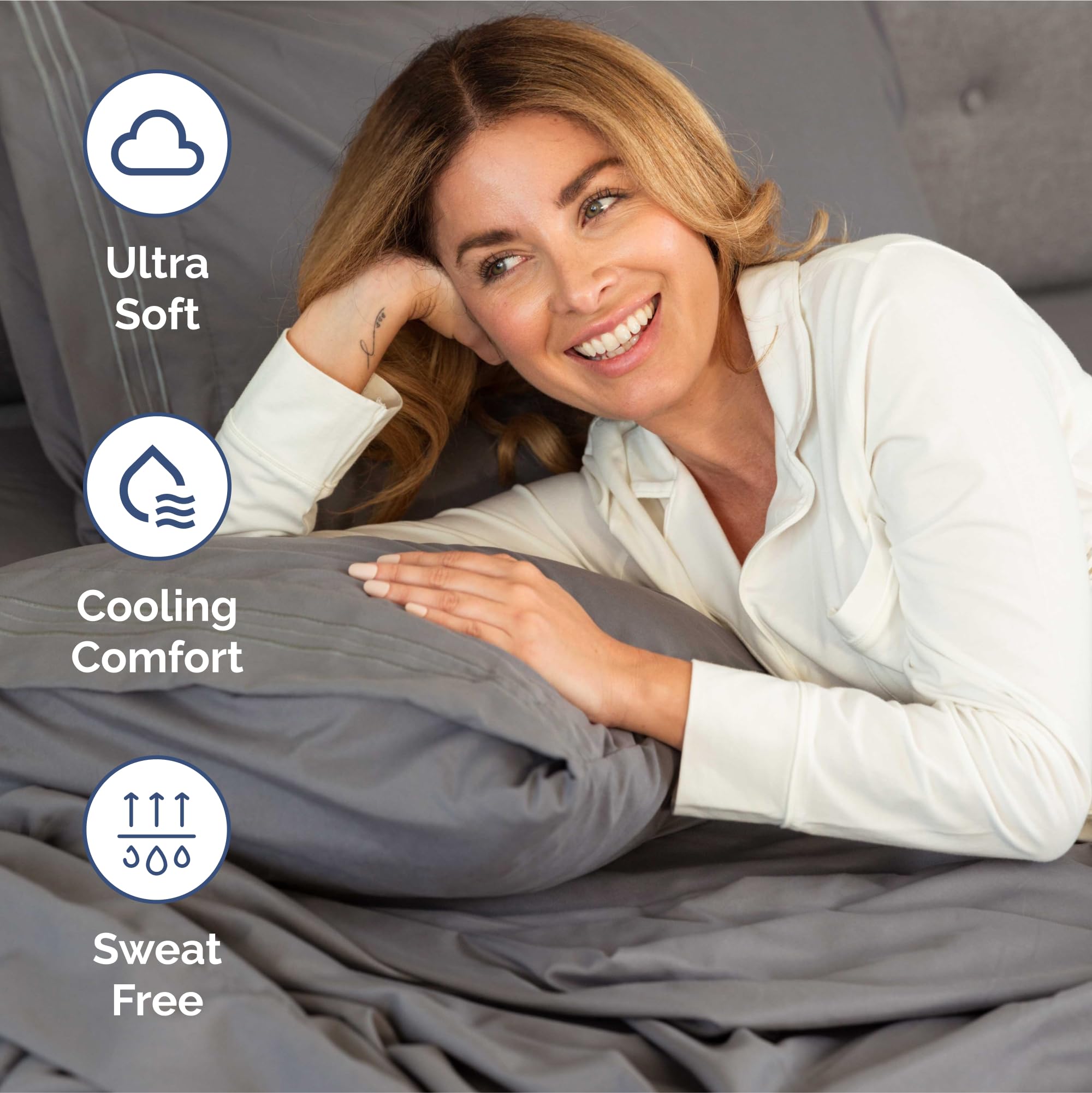 4 Piece Luxury Hotel Bed Sheet Set - Breathable, Cooling Deep Pocket Sheets - Soft, Wrinkle Free King Sheets That Fit Extra Deep Mattresses - Dark Grey