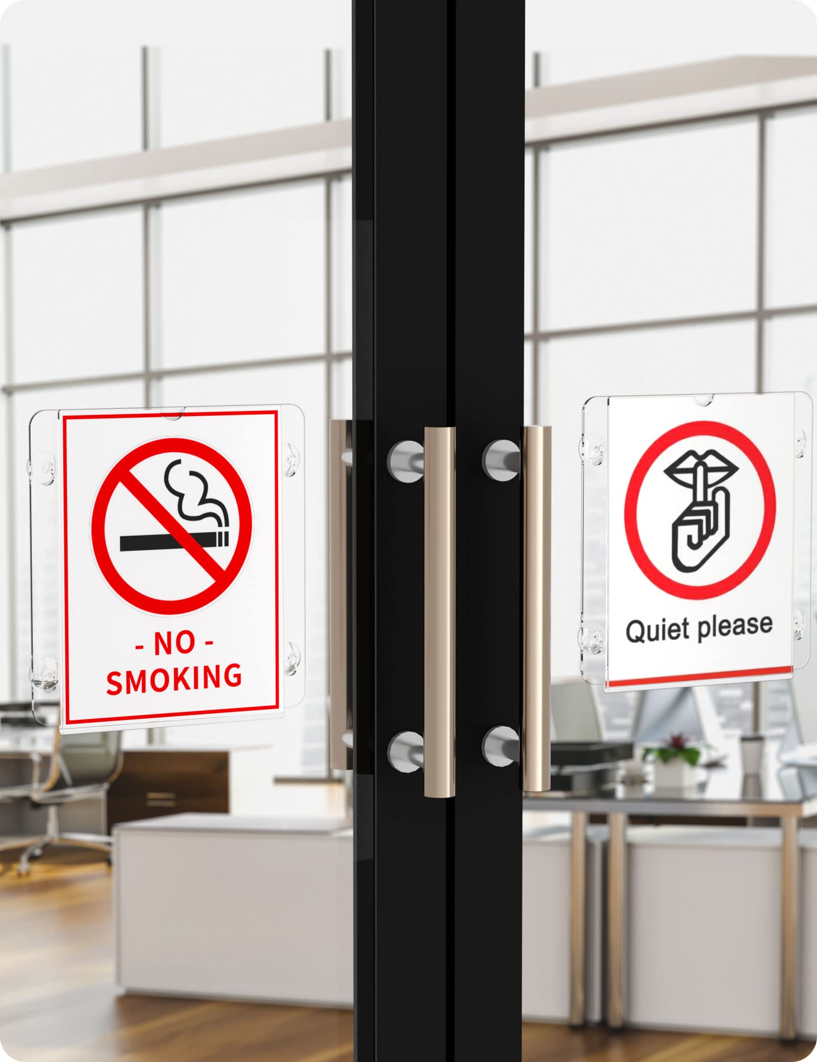 NIUBEE Acrylic Window Sign Holder 8.5×11 Inch with 4 Suction Cups for Glass Window Wall Mount, Advertise Display Office Store Promotion Picture Frame for Mall, Office, Home, Restaurant (2 Pack)