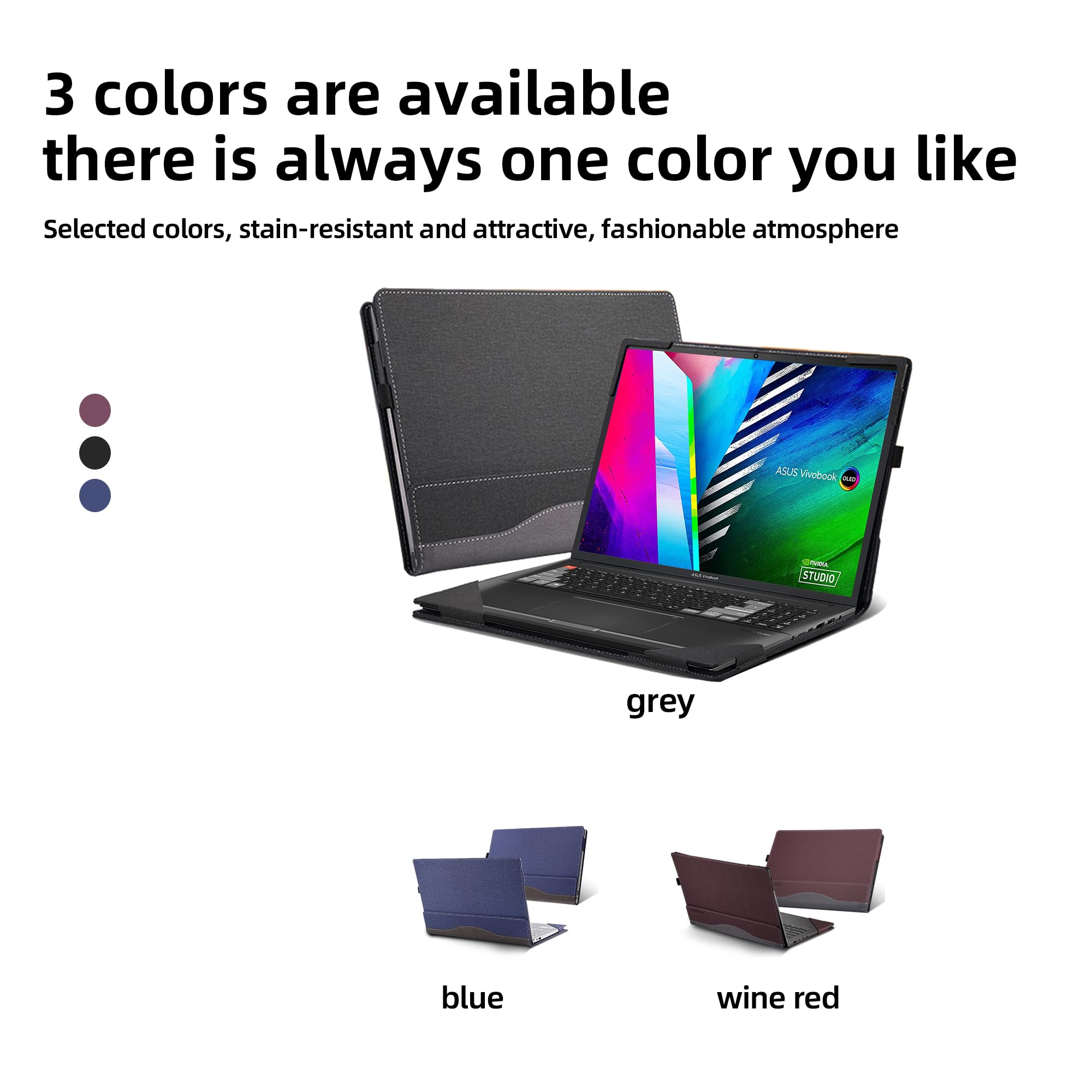 VEVOOD Laptop Cover for MSI Creator Z16 case| ThinkPad T16 Laptop | Vivobook Pro 16X Laptop 16” OLED M7600 M7601 N7600 N7601Z | PU Leather Inside Pocket Case (Gray)