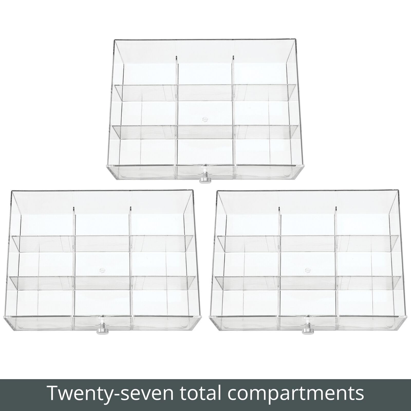 mDesign Plastic Tea Bag Caddy Box Storage Container Organizer Holder with 3 Drawers - for Kitchen Pantry, Cabinet, Countertop - Holds Coffee, Sugar Packets, Drink Pods - Clear
