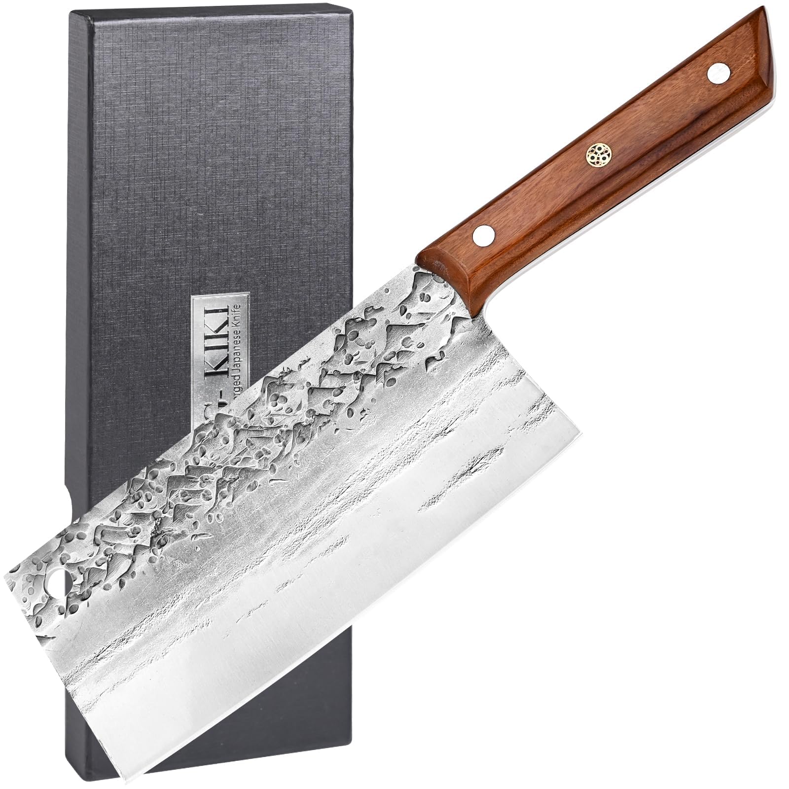 Professional Hand Forged Cleaver Knife Japanese 7 inch Kitchen Knives Super Sharp High Carbon Stainless Steel Chefs Knife Comfortable Cocobolo Wooden Handle with Gift Box
