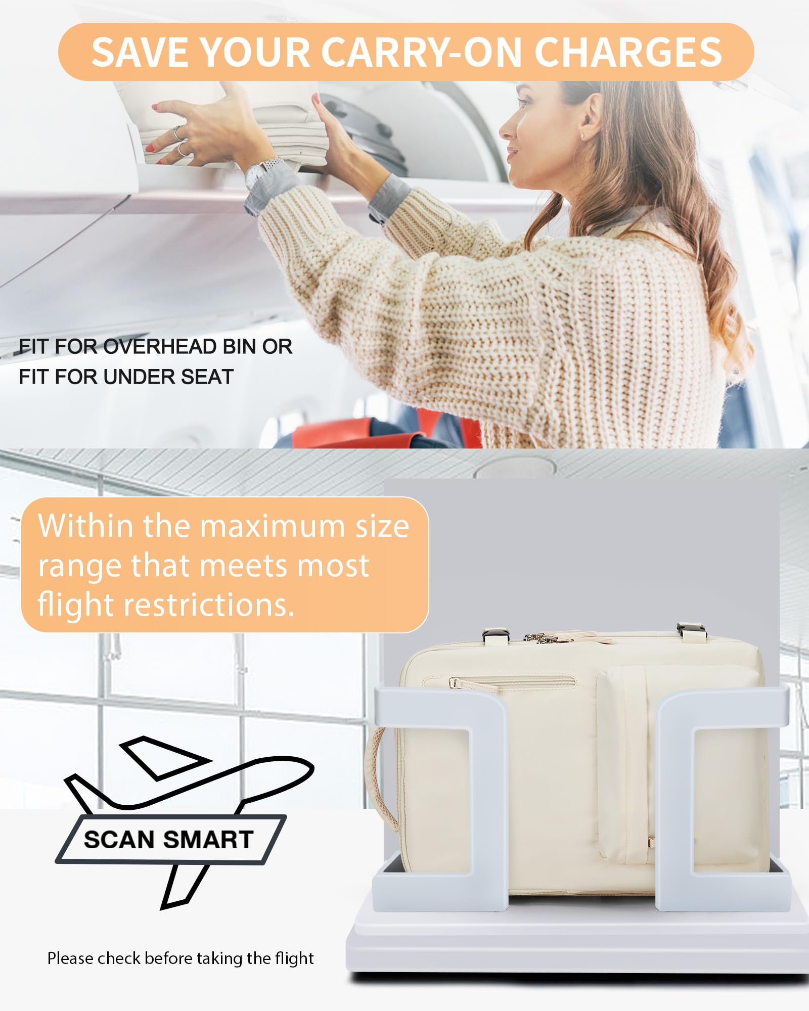 WONHOX Carry on Travel Laptop Backpack for Women Men, Flight Approved,Backpack, Hiking Outdoor Sports Rucksack Casual Daypack Bag Backpack, Beige Simple