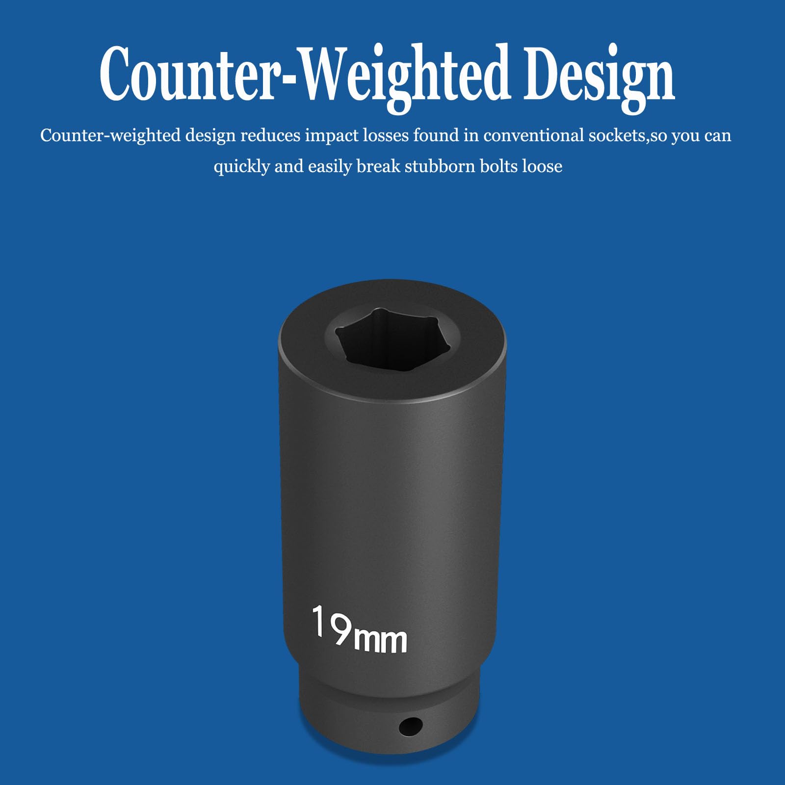 Moker 50mm Crankshaft Crank Pulley Wrench Holder for Honda and Acura Engines (with 19mm Harmonic Balancer Socket), 3 Times Momentum Power of Standard Impact Sockets, Counter-Weighted Socket Tools