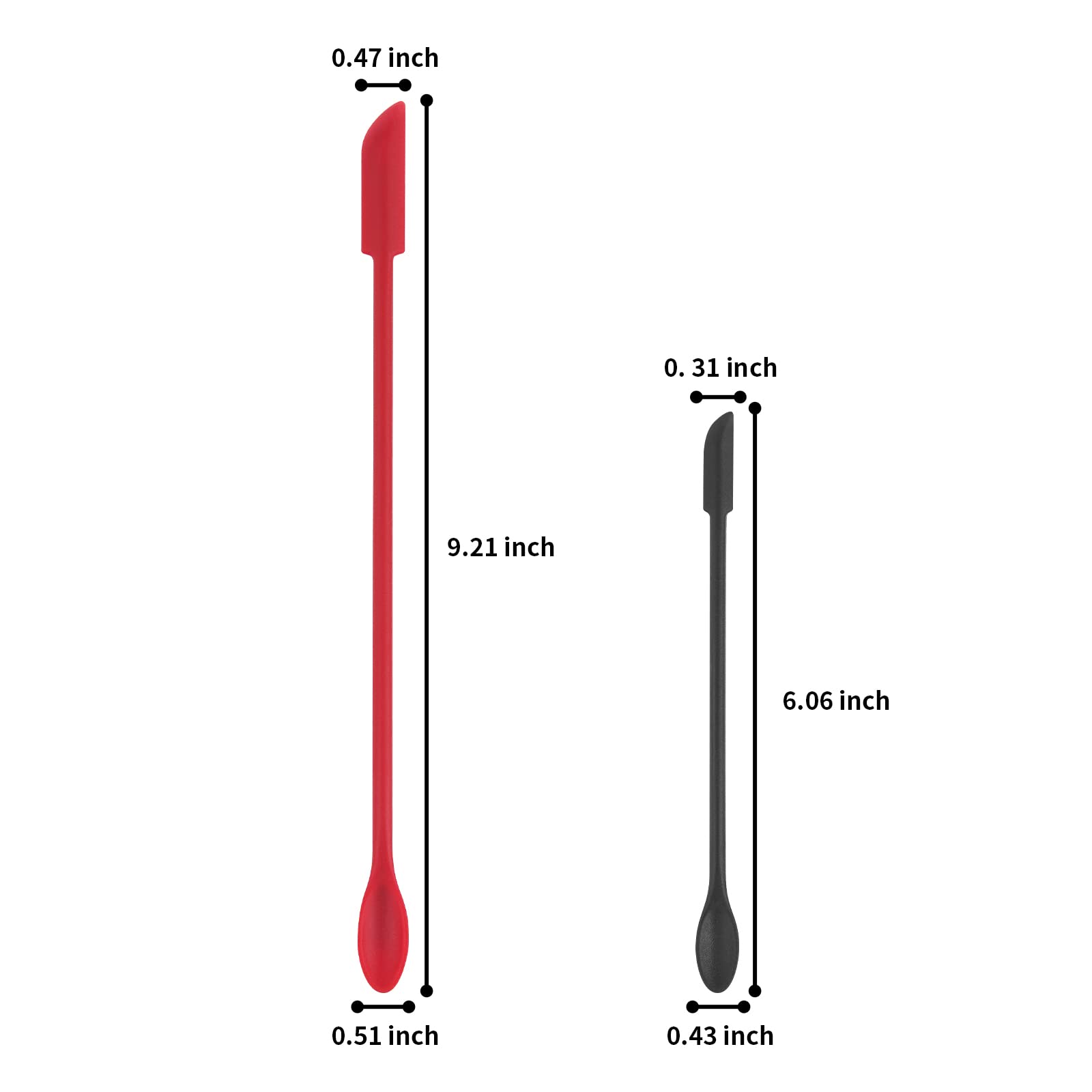 Mini Spatula Silicone Spatula Set - Cuttte 2pcs Makeup Spatula Small Spatula for Cosmetics, Reusable Beauty Spatula Tiny Spatula, Thin Jar Spatula Food Scraper, Get Last of Makeup Out, Black and Red