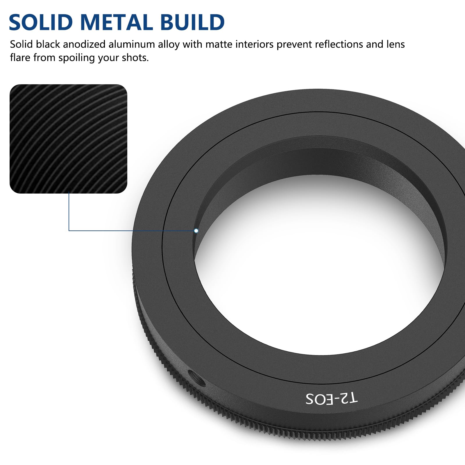 Lightdow T/T2 Mount Lens Adapter Ring for Canon EOS Rebel T3 T3i T4i T5 T5i T6 T6i T6s T7 T7i SL1 SL2 6D 7D 7D 60D 70D 77D 80D 5D II/III/IV DSLR Camera