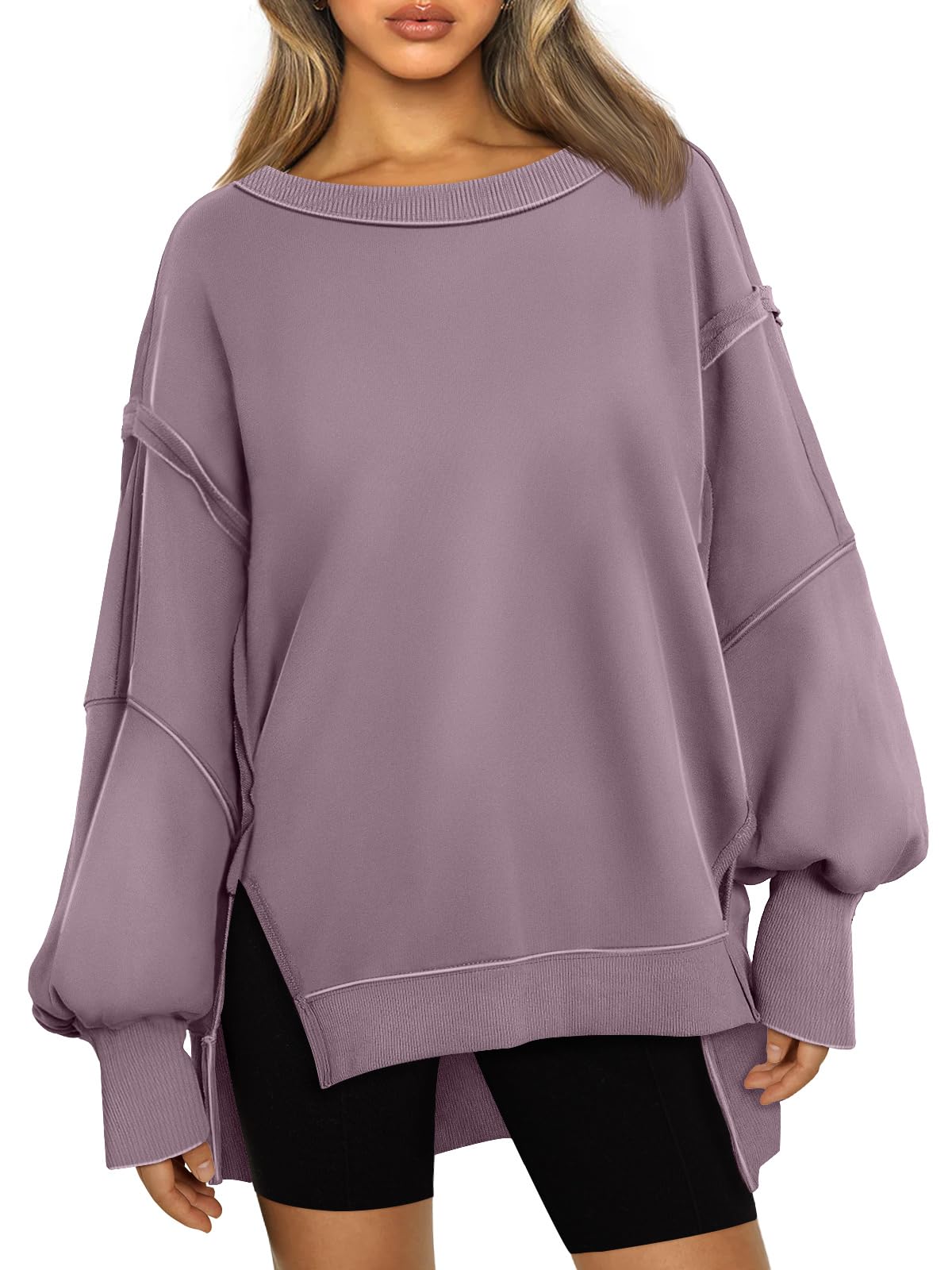 Trendy Queen Womens Oversized Sweatshirts Hoodies Crewneck Shirts Fall Outfits Teen Girls Y2k Winter Clothes Nutmeg S