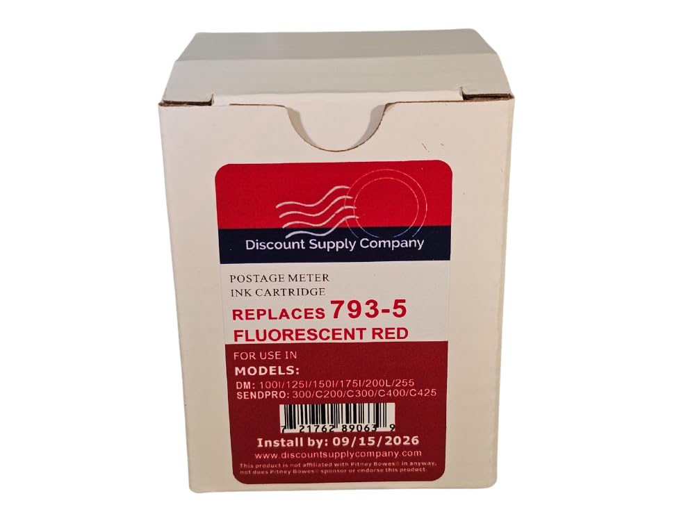 Discount Supply Company Compatible 793-5 Red Ink Cartridge Postage Models: P700, DM100i, DM125i, DM150i, DM175i, DM200L, DM225 Postage Meters
