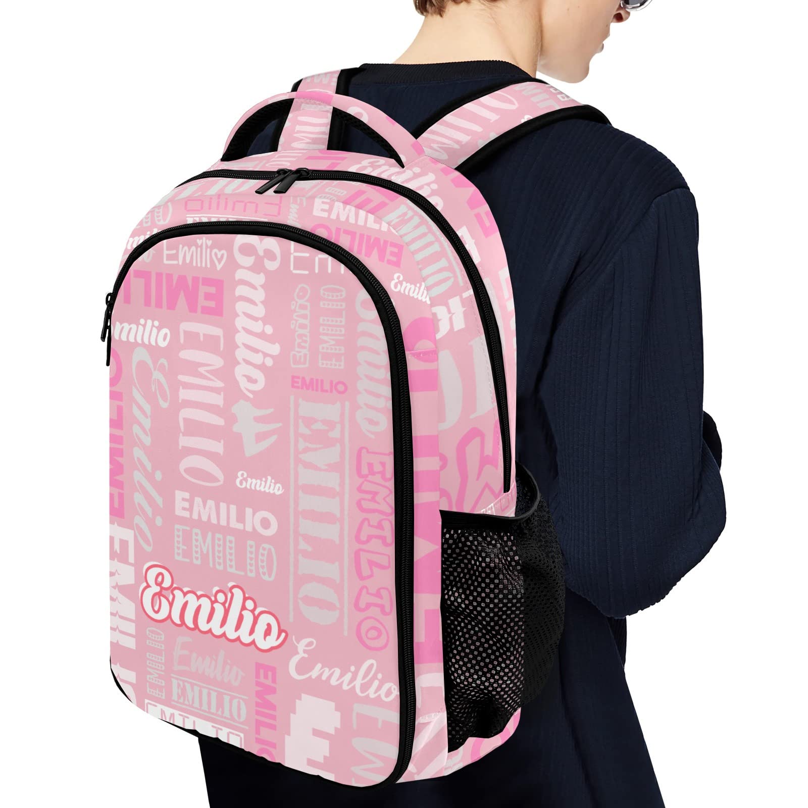 ZAACUSTOM Fashion Waterproof Personalized Book Bag with Name, Polyester Custom Bookbag Elementary School Backpack, Customize School Bag Back Pack for Girls Boys Kids with Adjustable Shoulder Straps