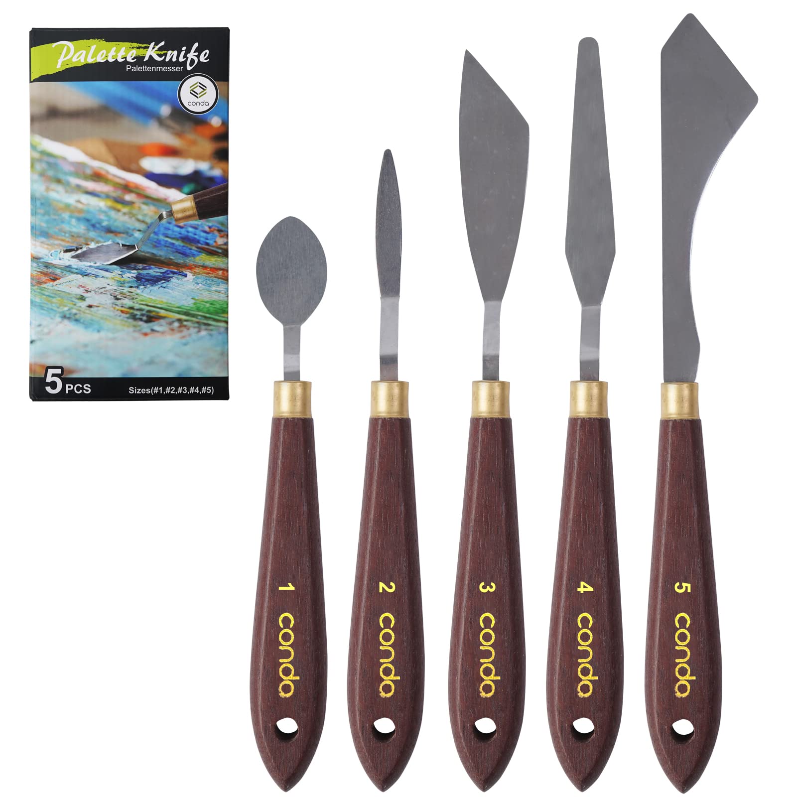 CONDA Palette Knife Painting Stainless Steel Spatula Palette Knife Oil Paint Metal Knives Wood Handle