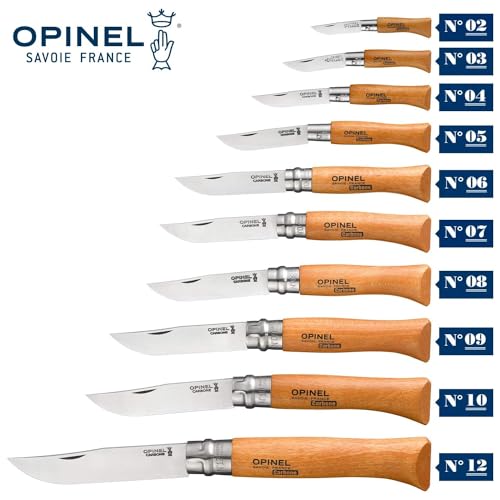 Opinel No.08 Carbon Steel Folding Pocket Knife with Beechwood Handle, Brown (2540089)