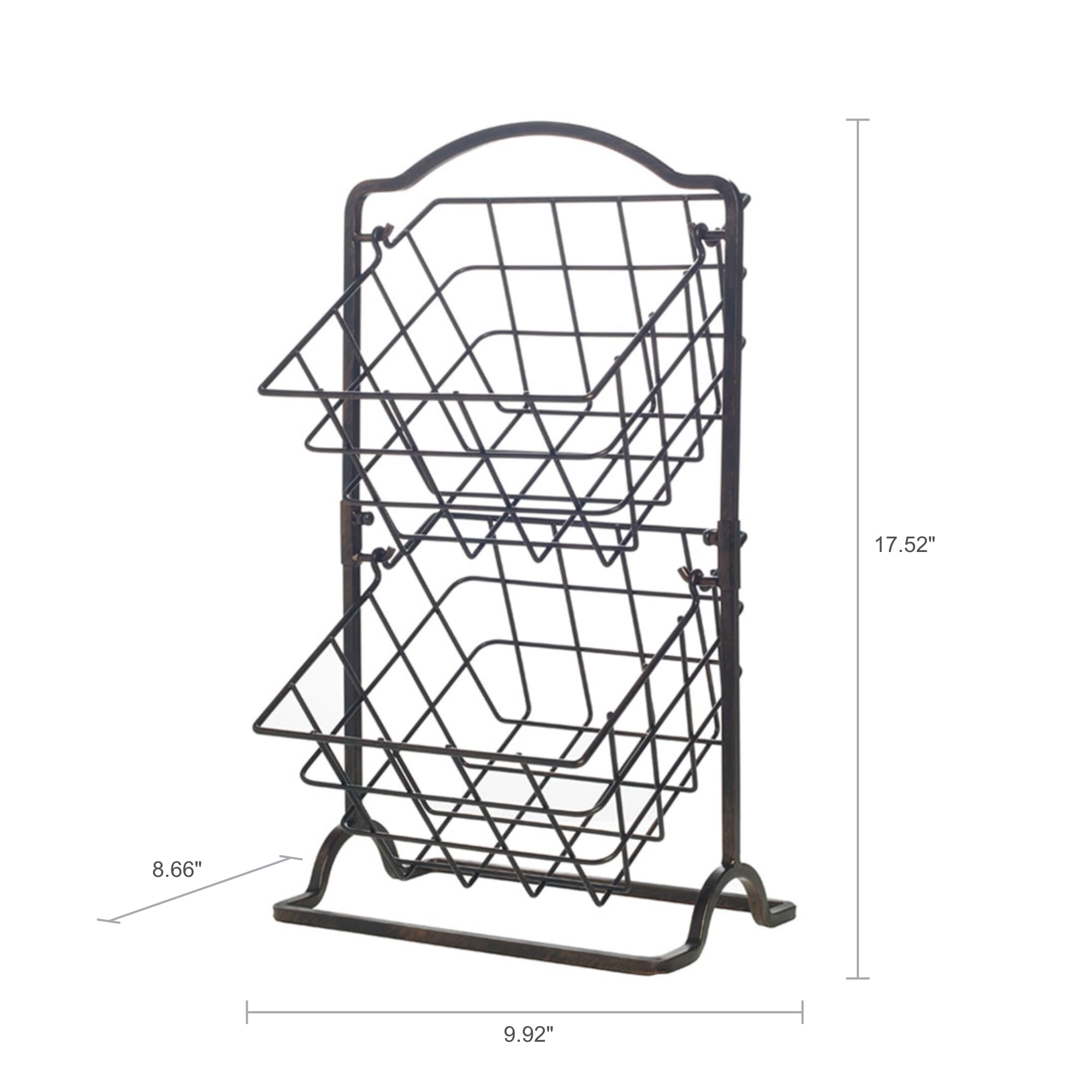 Gourmet Basics by Mikasa General Store 2 Tier Hanging Basket, Antique Black, 5217596