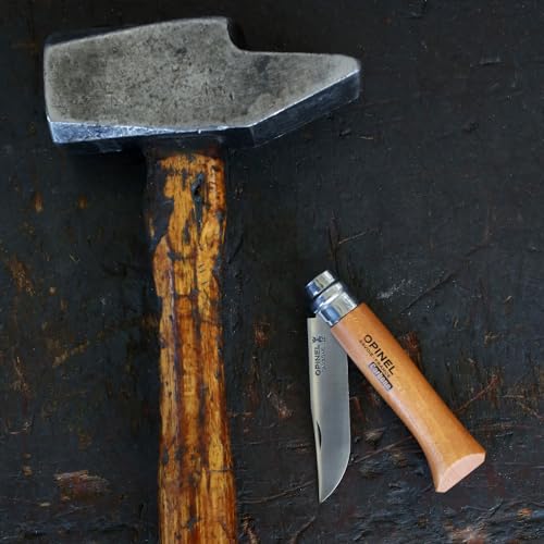 Opinel No.08 Carbon Steel Folding Pocket Knife with Beechwood Handle, Brown (2540089)
