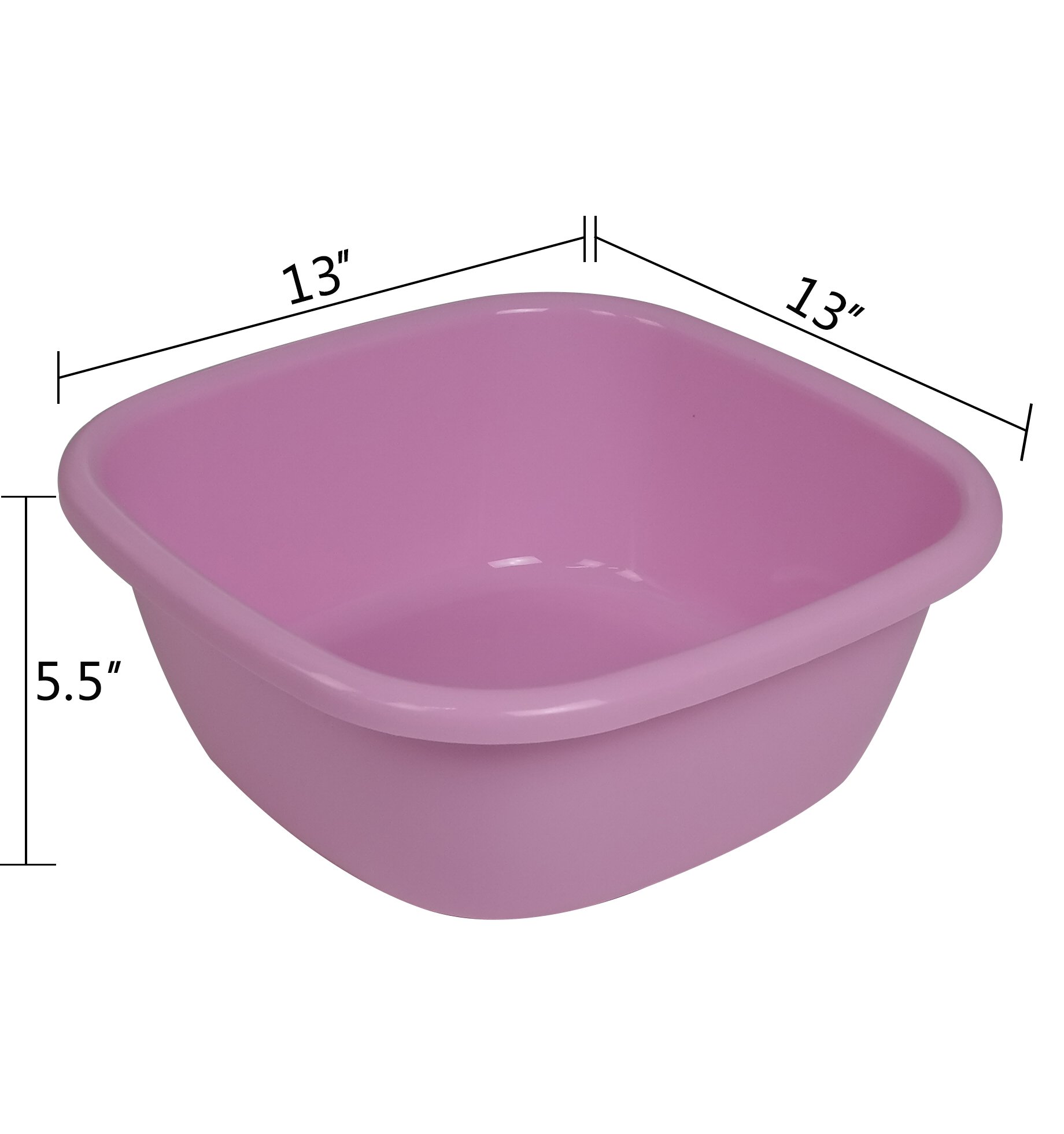 Cand Plastic Square Wash Basin, 12 Quart Dish Tubs, 3-Pack