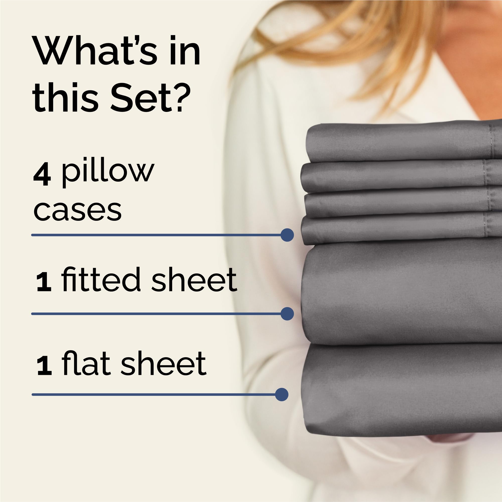 King Size Sheet Set - 6 Piece Set - Hotel Luxury Bed Sheets - Extra Soft - Deep Pockets - Easy Fit - Breathable & Cooling Sheets - Wrinkle Free - Comfy - Gray - Grey Bed Sheets - Kings Sheets - 6 PC