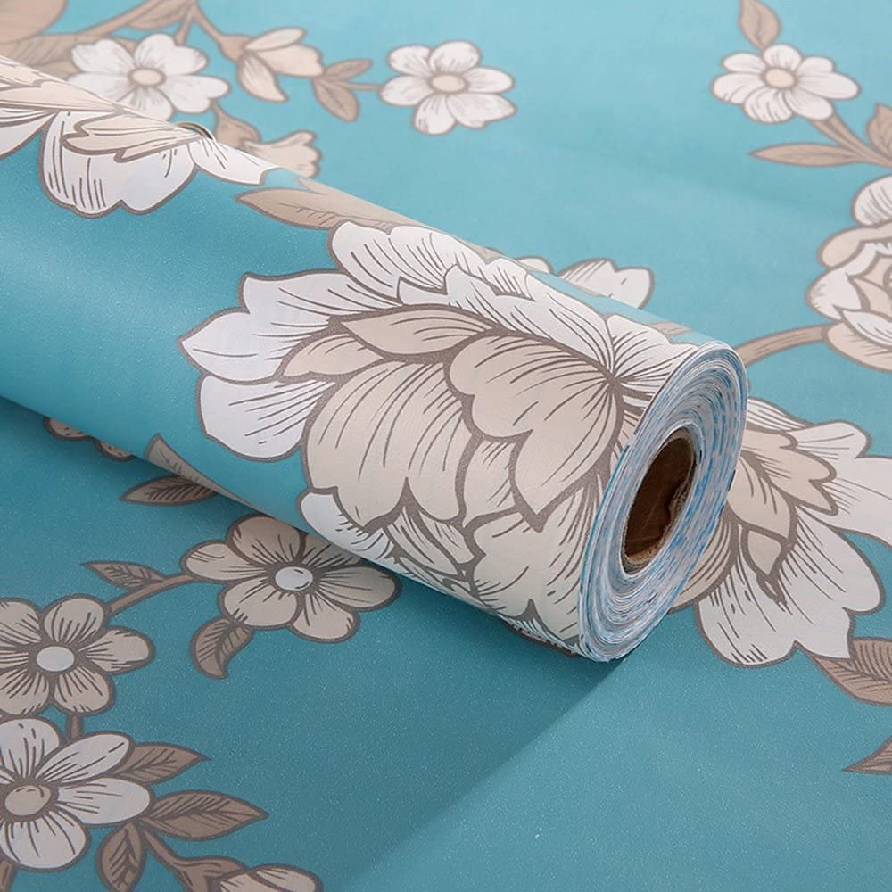 GLOW4U Self Adhesive Vinyl Decorative Floral Shelf Drawer Liner Paper Peel and Stick Wallpaper for Cabinets Shelves Dresser Drawer Furniture Wall Sticker Crafts Decal (17.7x78.7 Inches)