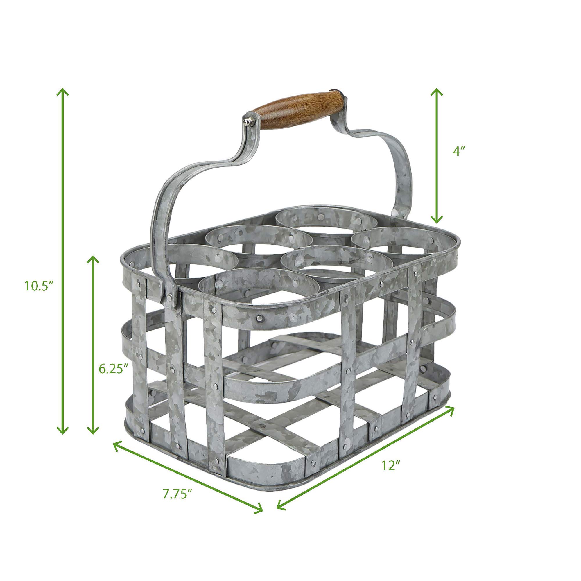 Mind Reader Farmhouse Bottle Carrier 6 Beer Holder, 6 Compartment, Silver
