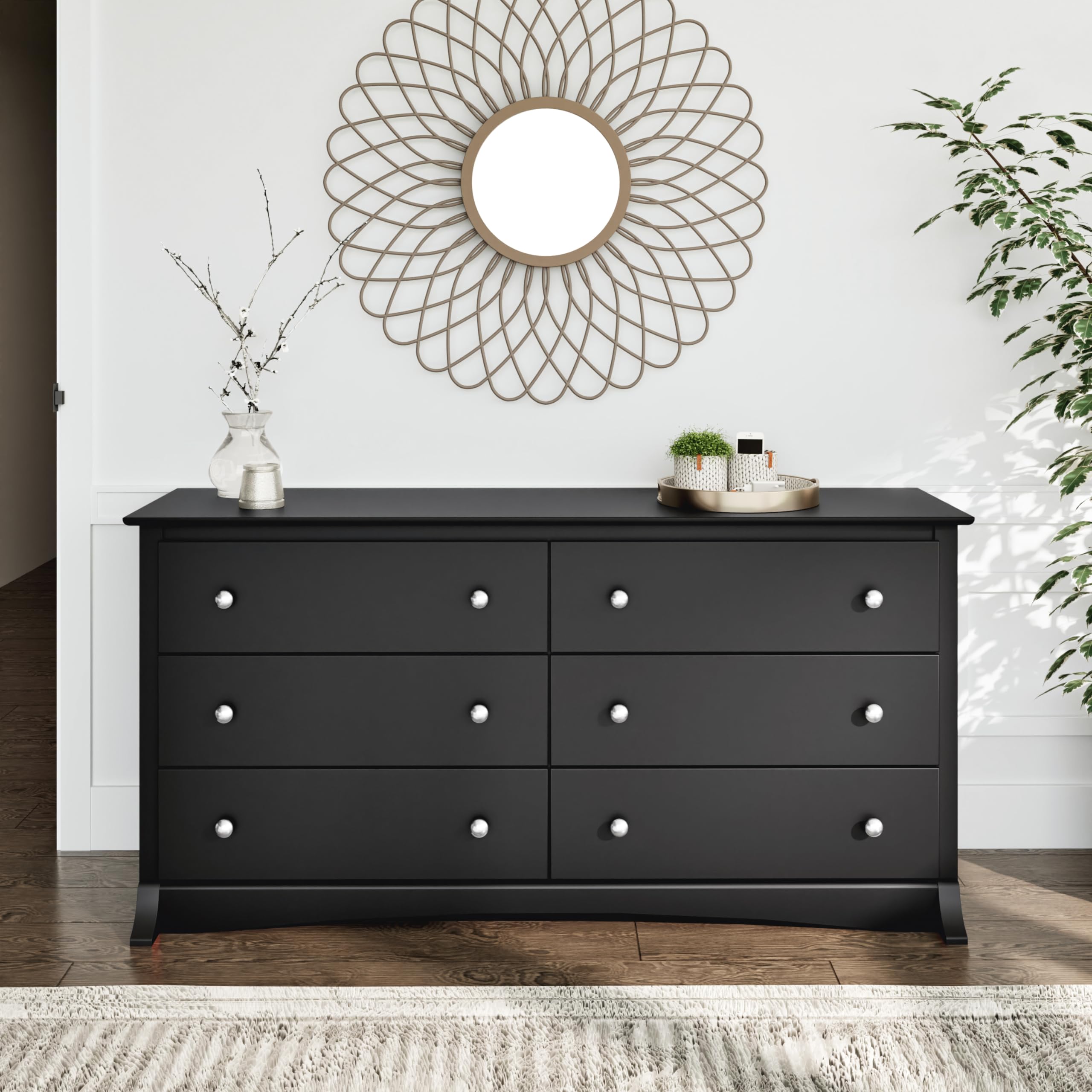 Sonoma 6 Drawer Double Dresser for Bedroom, Black