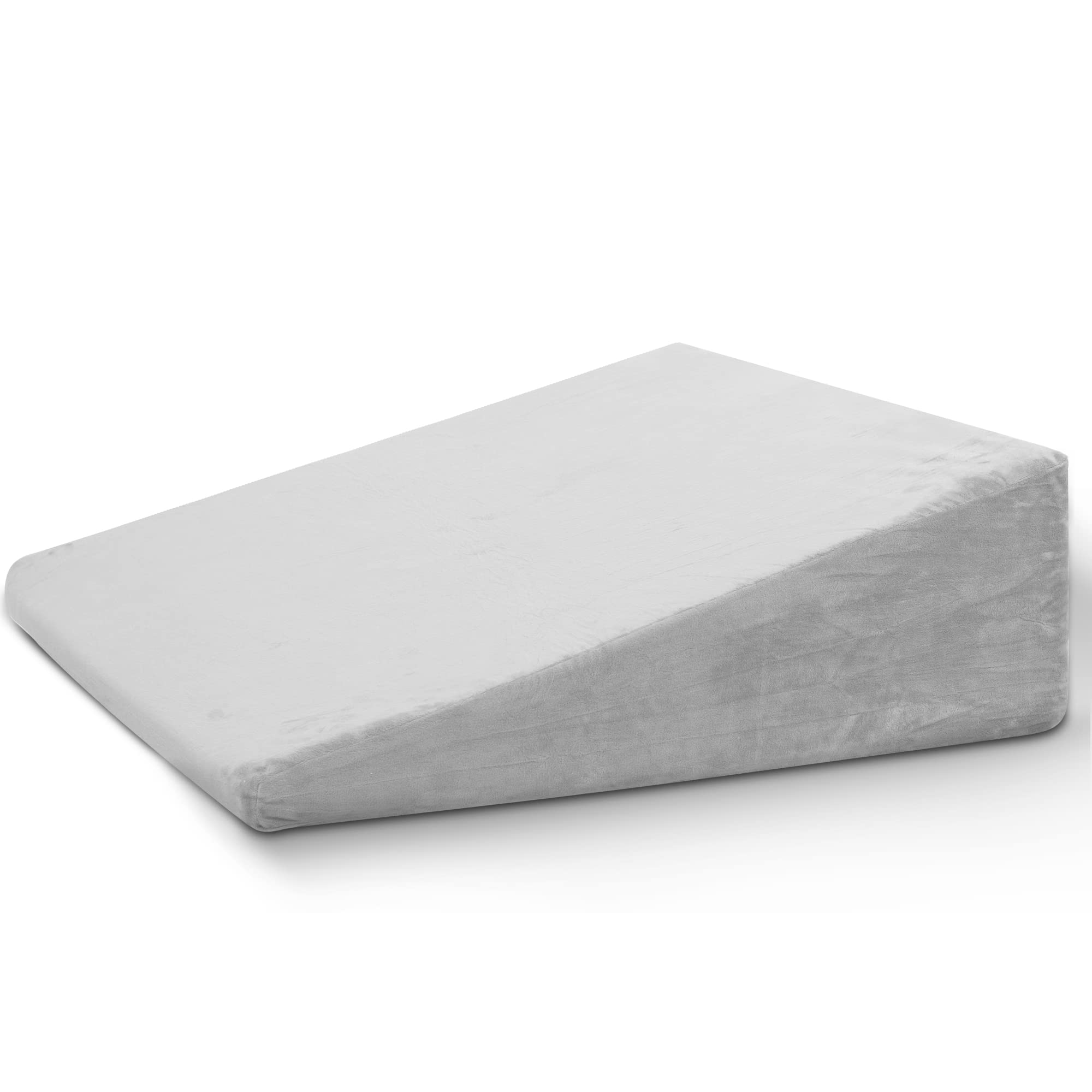 Bed Wedge Pillow with Memory Foam Top for Sleeping, 8 Inch Elevated Support Triangle Pillow for Reading and Rest, Bed Pillow for Legs and Back Support with Washable Cover
