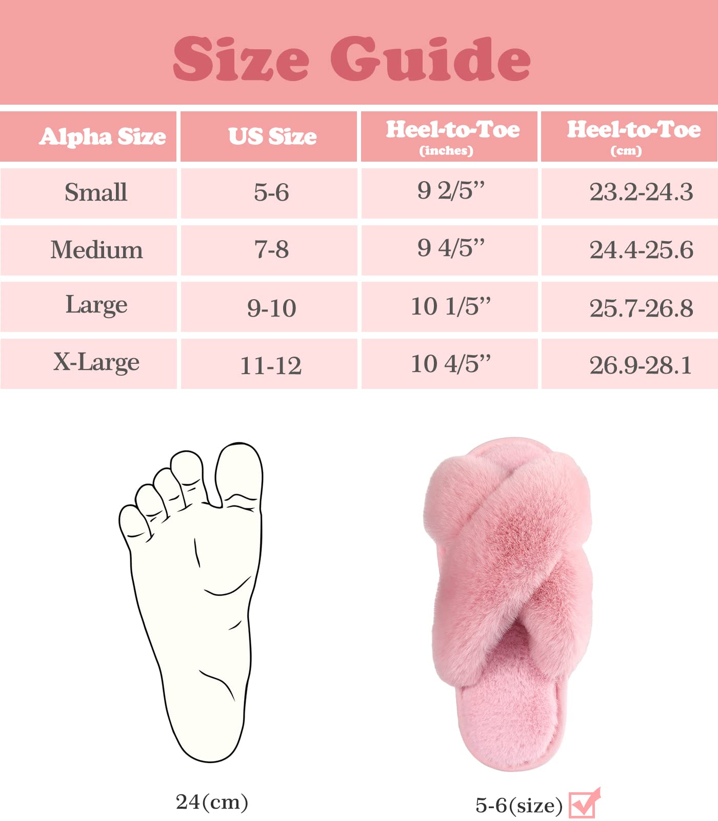 Women's Pink Fuzzy Plush Faux Fur Memory Foam Ankle Slippers - Breathable, Comfy House Indoor Slippers