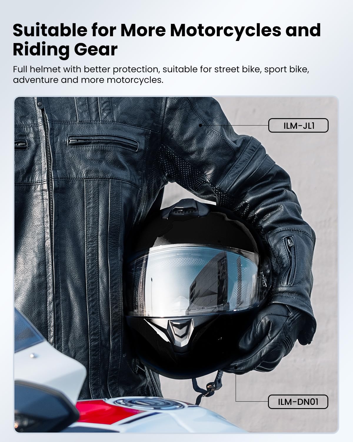 ILM Full Face Motorcycle Street Bike Helmet with Enlarged Air Vents, Free Replacement Visor for Men Women DOT Approved Model ST-06 (Matte Black, Large)