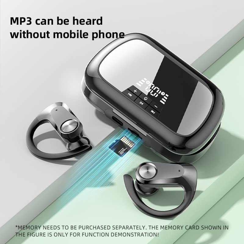 BRAIYV Bluetooth Headphones Wireless Earbuds Sports Over-Ear Bluetooth 5.3 Ear Buds Wireless Headphones for Workout Waterproof Bluetooth LED Power Display,Black