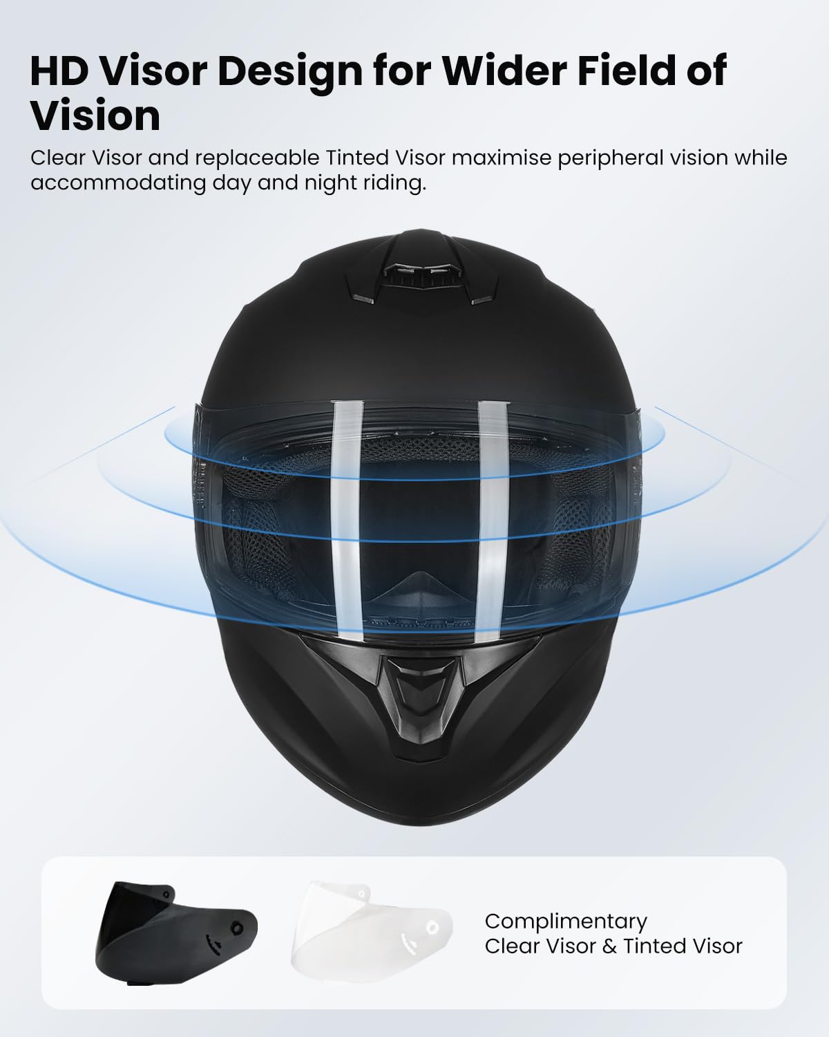 ILM Full Face Motorcycle Street Bike Helmet with Enlarged Air Vents, Free Replacement Visor for Men Women DOT Approved Model ST-06 (Matte Black, Large)