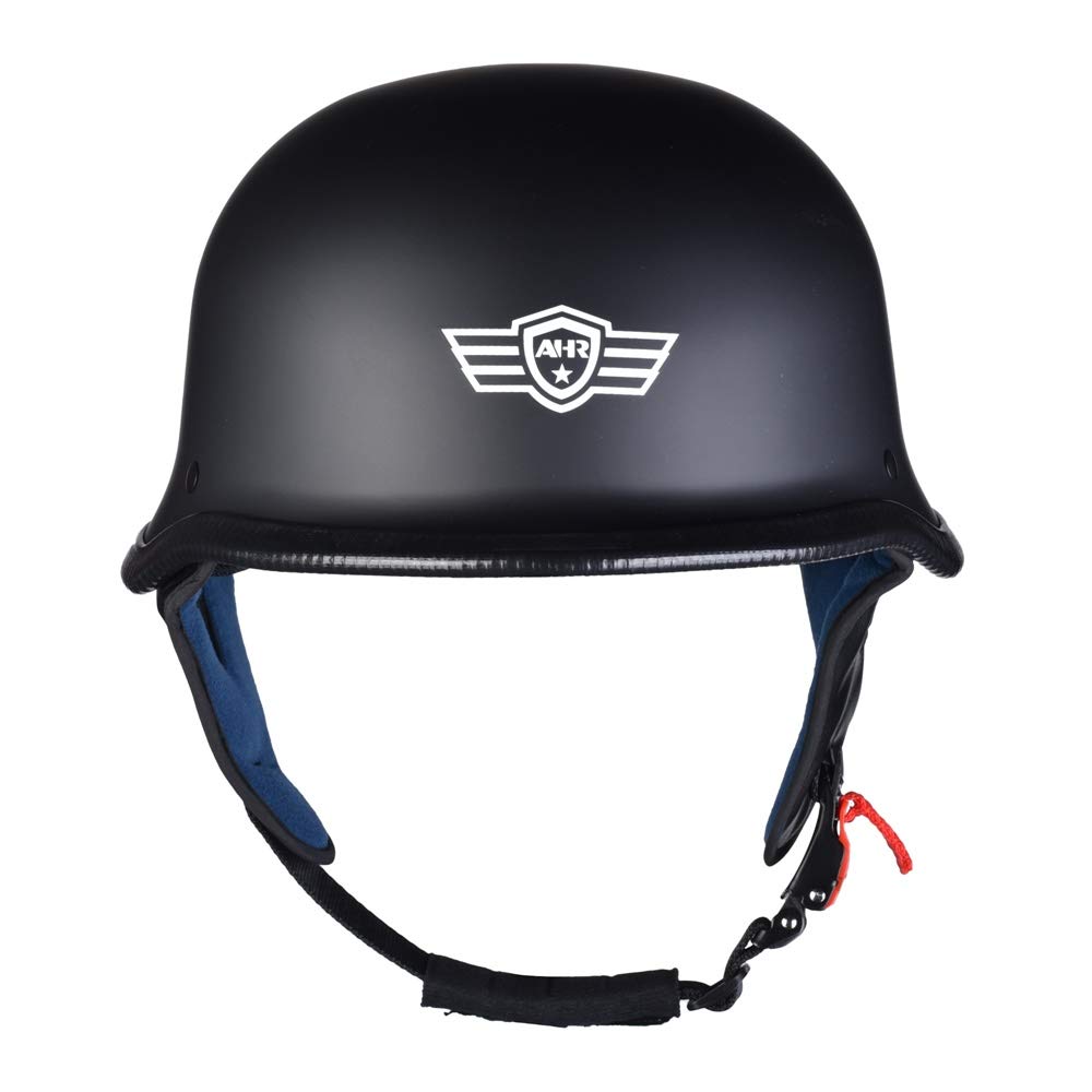 AHR Motorcycle Helmet German Style Half Helmet for Bike Cruiser Scooter Chopper Half Face Helmet for Men Women DOT Approved, Run-G (Matte Black, M)