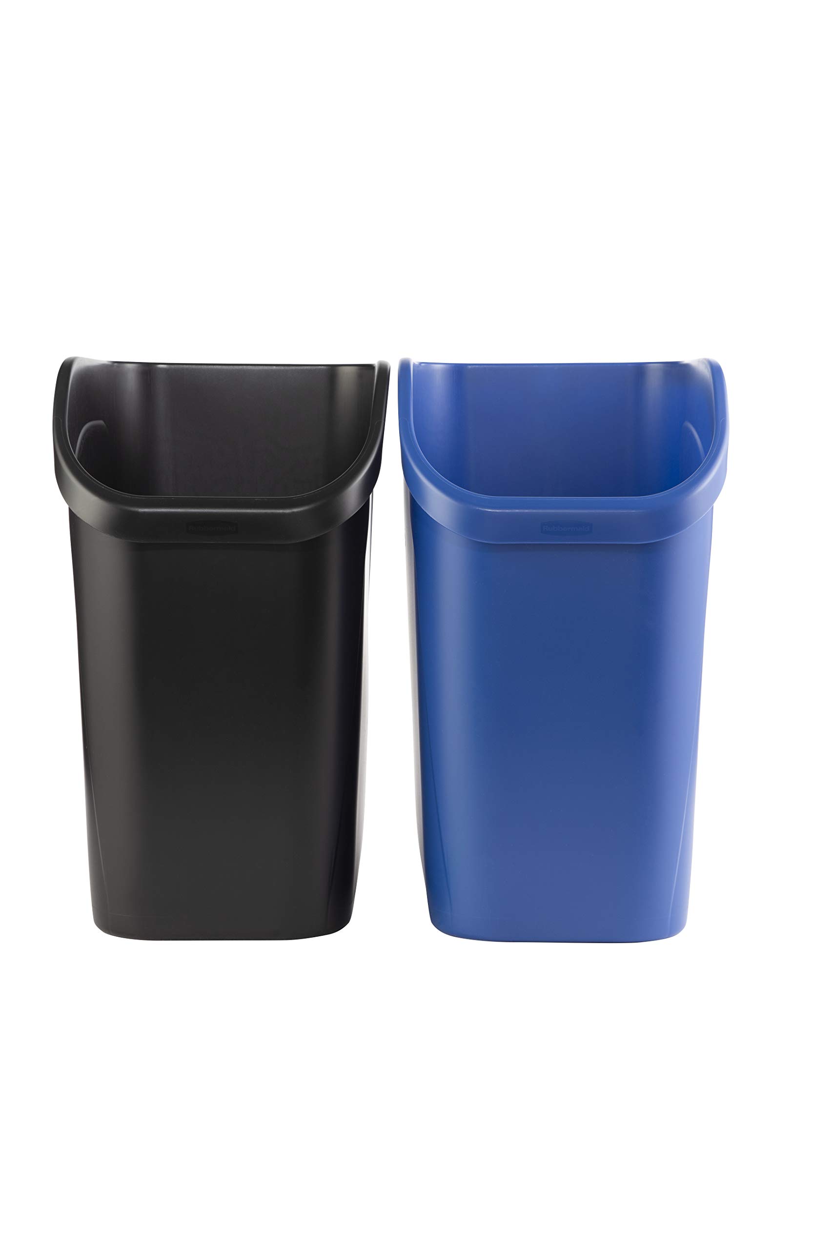 Rubbermaid Undercounter Small Trash Can, 2 Pack Blue and Black for Recycling/Waste, 9.4-Gallon, Fits under Sink/Desk/Cabinate for use in Kitchen/Bathroom/Office