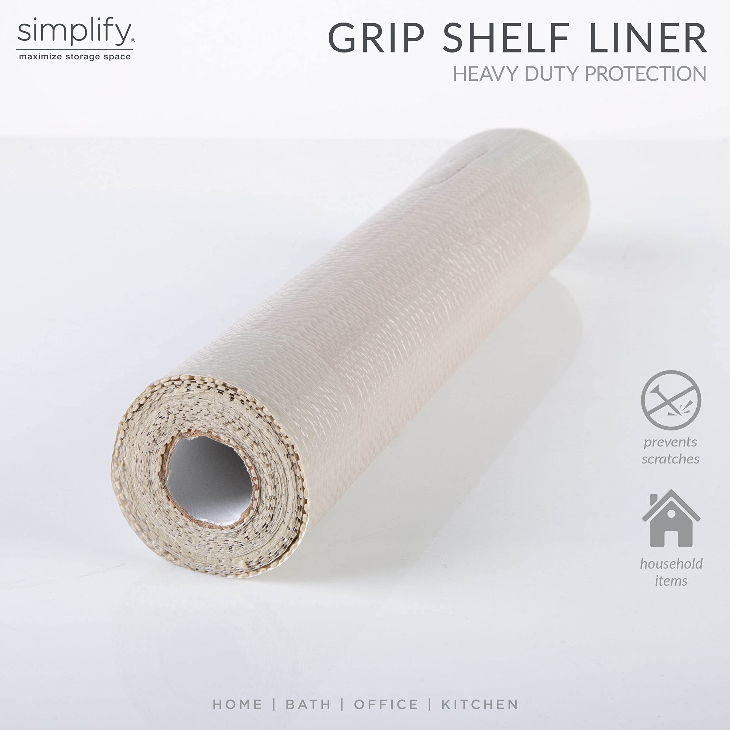 Simplify Adhesive Smooth Top Grip Liner | Shelf | Countertops| Drawers | Cabinets| Cut to Fit | Non-Slip | 10 Square Feet| Taupe | Organization | Uses