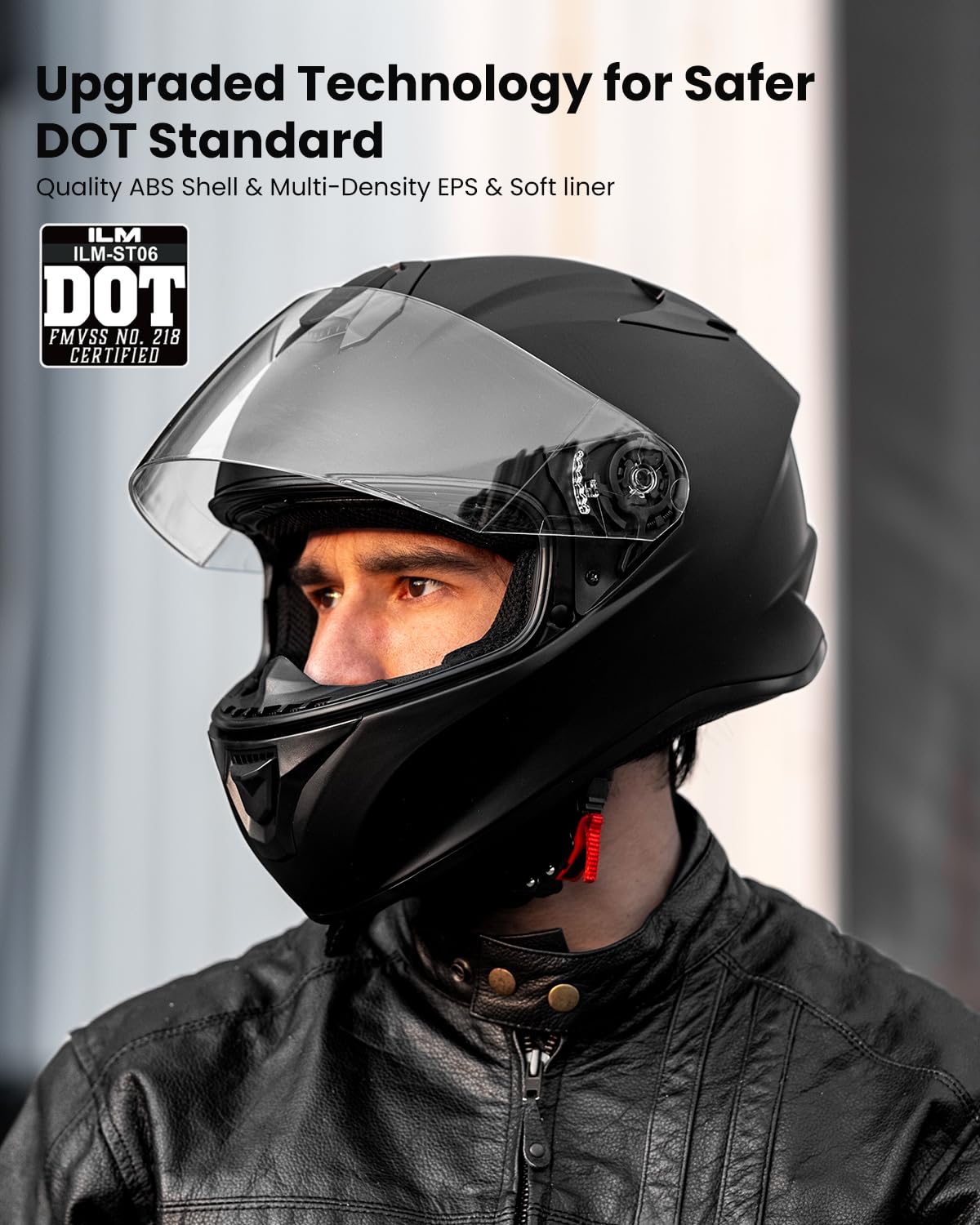 ILM Full Face Motorcycle Street Bike Helmet with Enlarged Air Vents, Free Replacement Visor for Men Women DOT Approved Model ST-06 (Matte Black, Large)