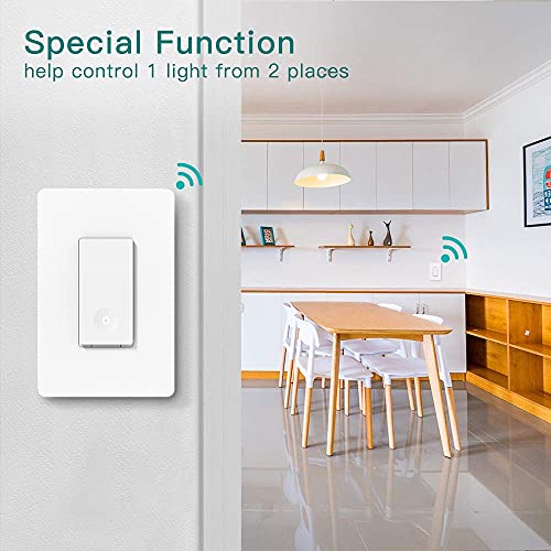 TREATLIFE 3 Way Smart Switch 4 Pack, 2.4GHz WiFi Light Switch 3 Way Switch Works with Alexa and Google Home, Needs Neutral Wire, No Hub Required