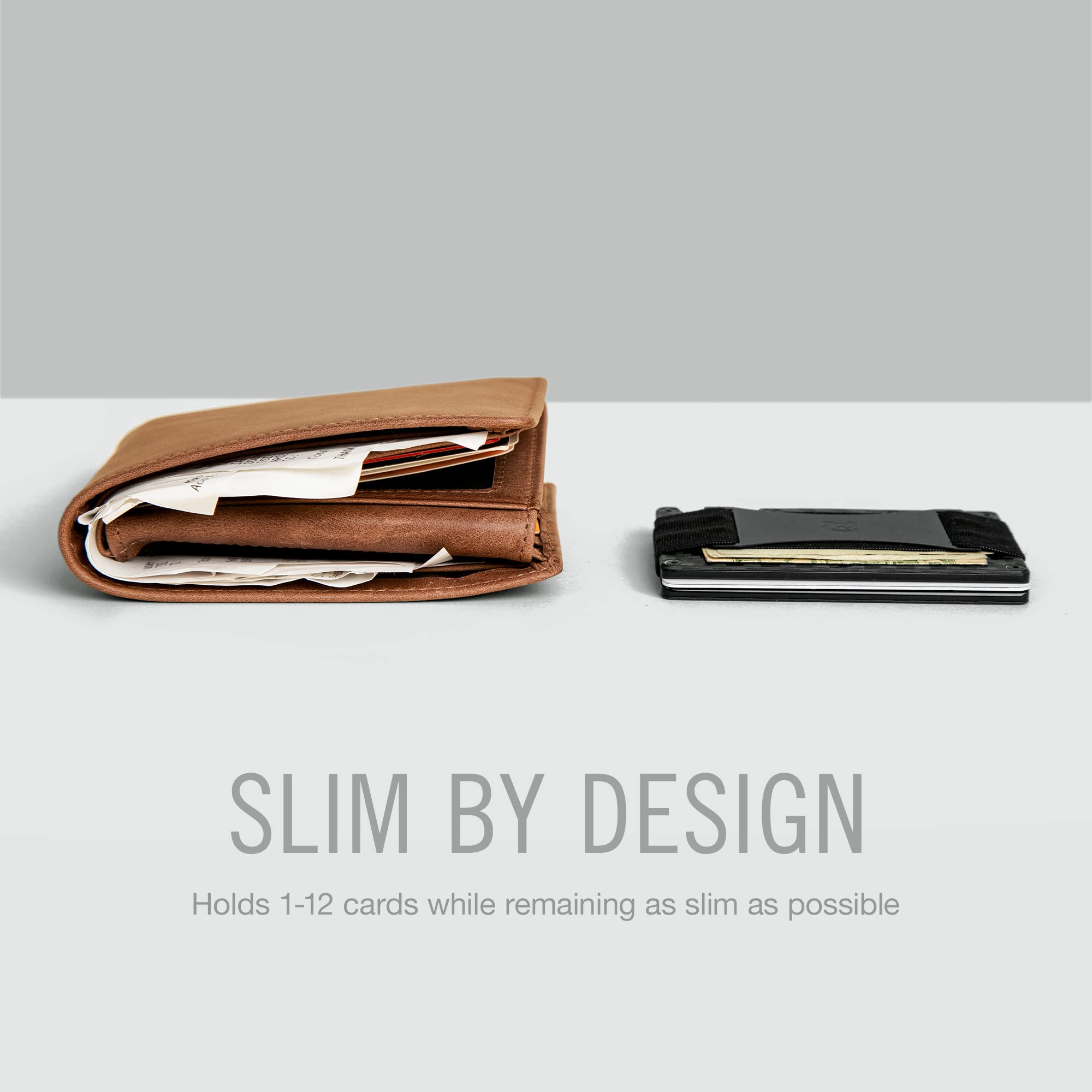 The Ridge Wallet For Women, Slim Wallet For Women - Thin as a Rail, Minimalist Aesthetics, Holds up to 12 Cards, RFID Safe, Blocks Chip Readers, Aluminum Wallet With Cash Strap (Navy)