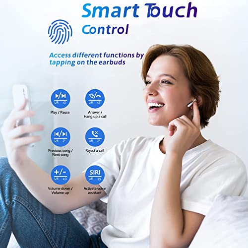 Wireless Earbuds, Bluetooth 5.3 Auto Noise Cancelling Built-in Binaural Microphone in-Ear Headphones with Built-in Microphone Deep Bass IPX7 Waterproof Sports Earphone for Android/Samsung/iPhone