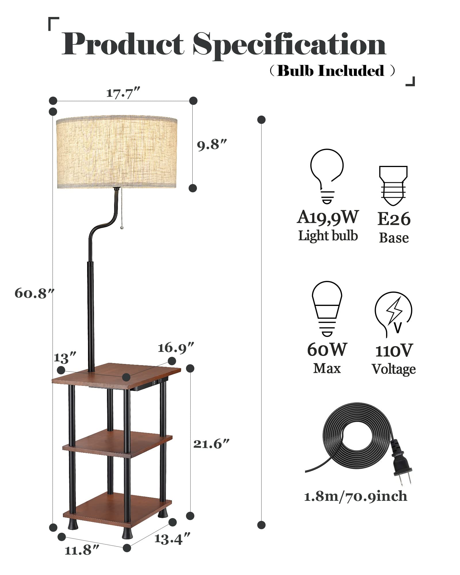 ELYONA Modern Boho Pendant Lights, Hand Woven Hanging Lamp with Dome Basket Shade & Rubber Wood Floor Lamp with Table for Farmhouse Kitchen Island Dining Room Living Room Hallway
